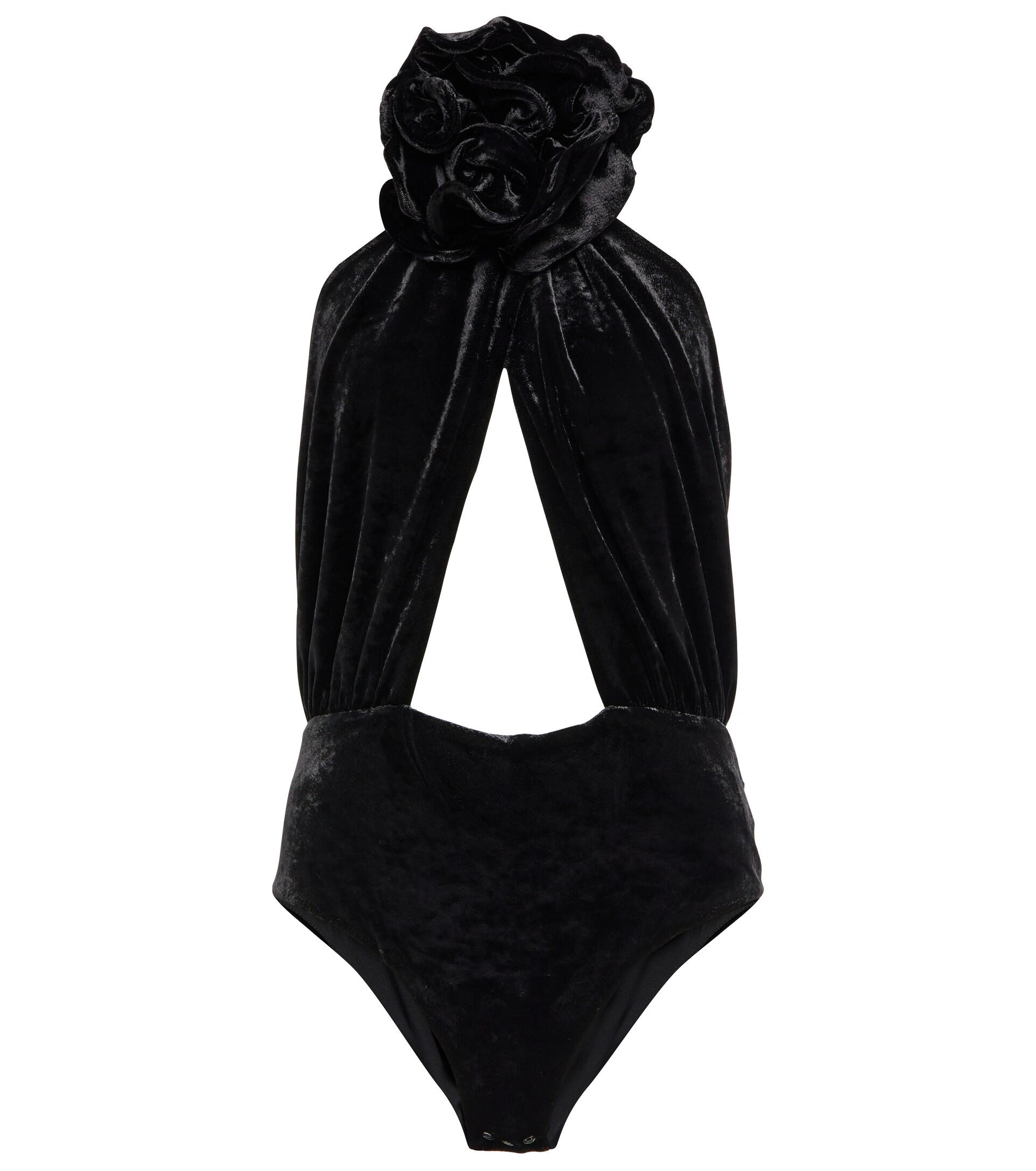 Magda Butrym Cutout Velvet Bodysuit In Black Lyst
