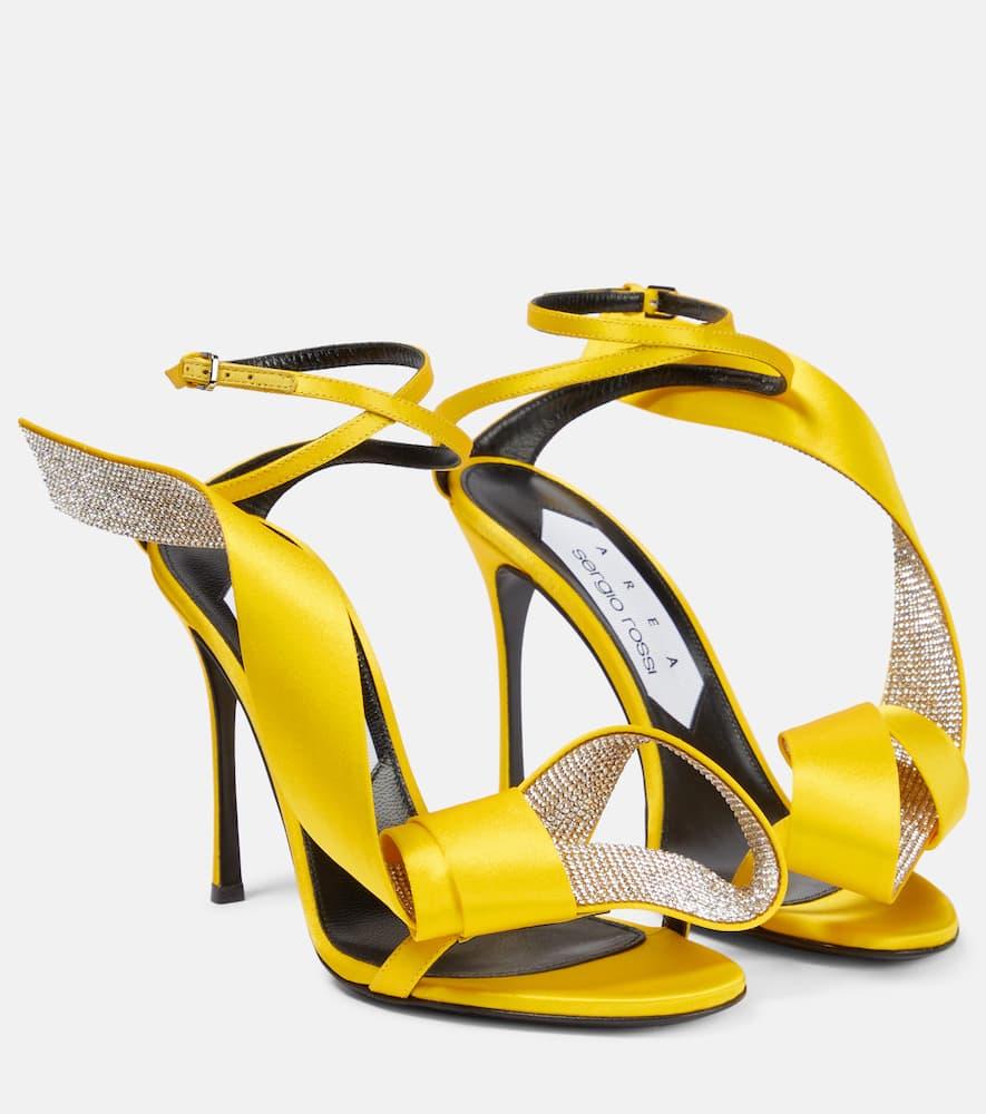 Area X Sergio Rossi Marquise Embellished Satin Sandals in Area X Sergio Rossi Marquise Embellished Satin Sandals in