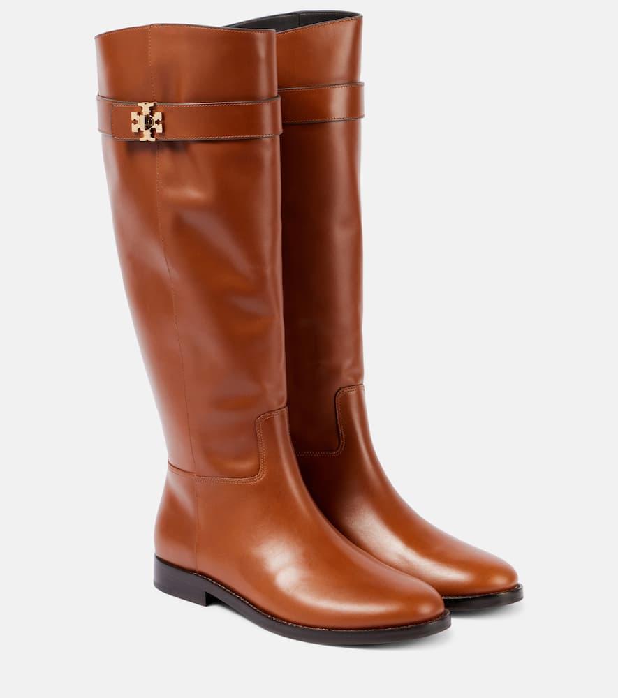 Tory Burch T Lock Leather Knee-high Boots in Brown | Lyst