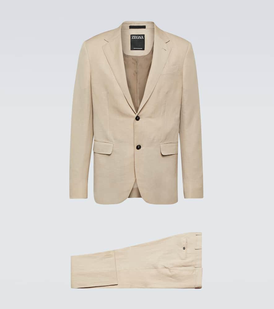 ZEGNA Trofeo Wool And Linen Suit in Natural for Men | Lyst