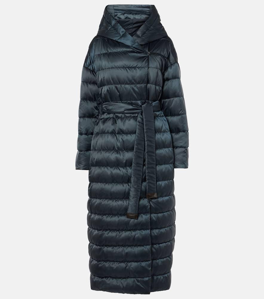 Max Mara Novelo Belted Puffer Coat in Blue | Lyst