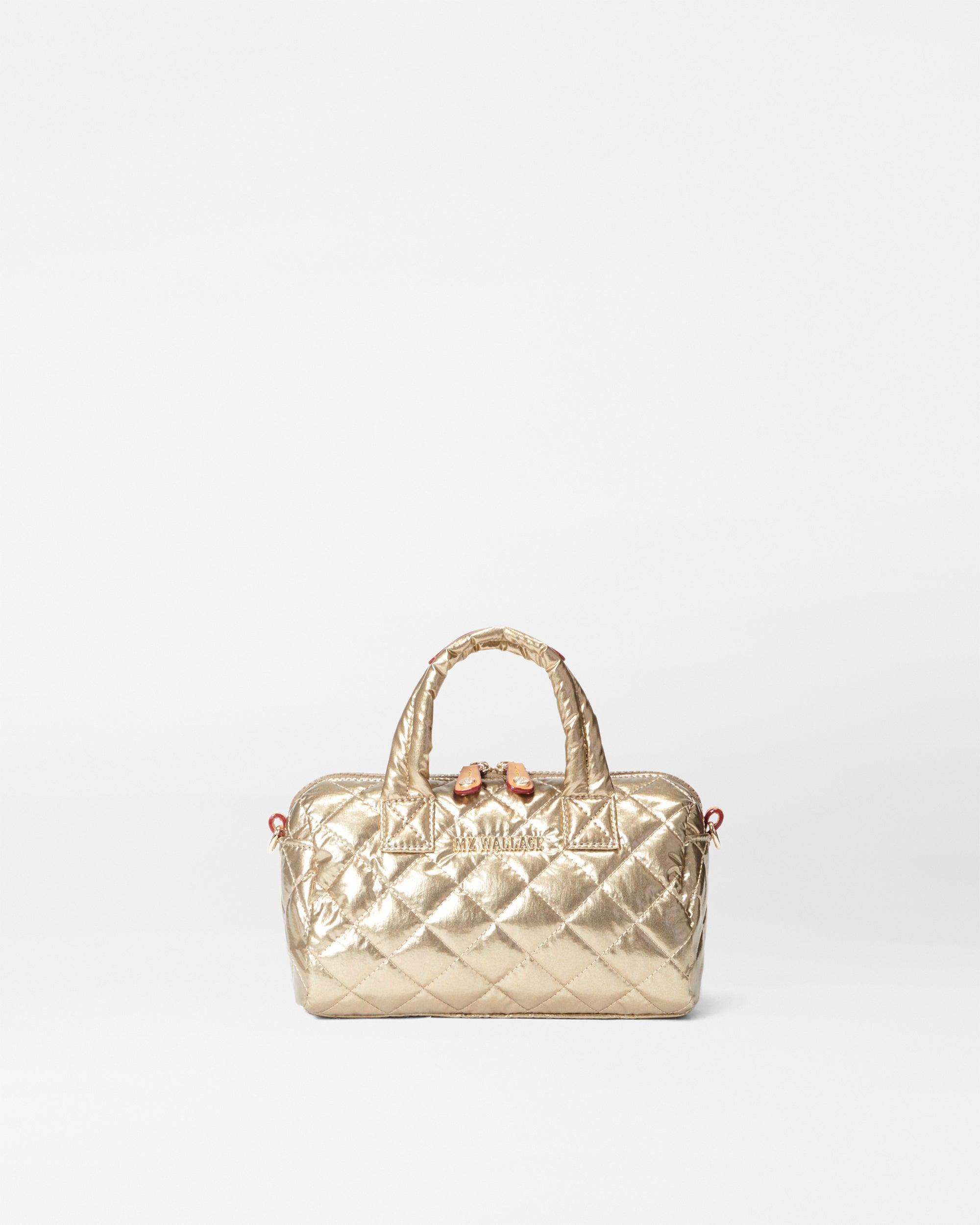 MZ Wallace Antique Gold Metallic Mini Metro Satchel in Natural | Lyst UK