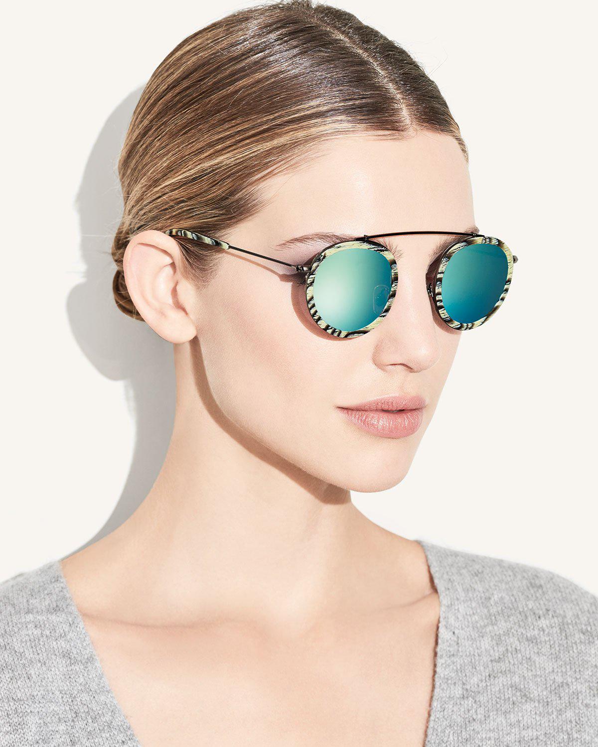 Lyst Krewe Conti Mirrored Round Aviator Sunglasses In Gray