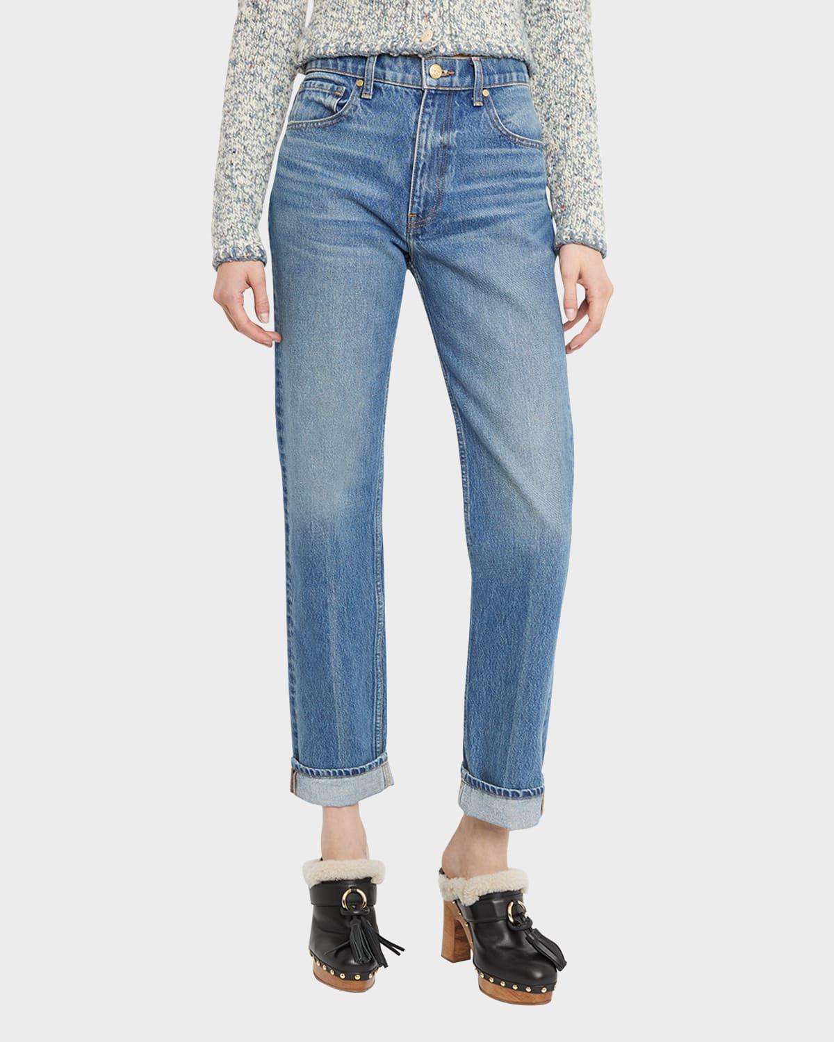 Ulla Johnson The Daphne Straight-Leg Cuffed Denim Jeans in Blue | Lyst