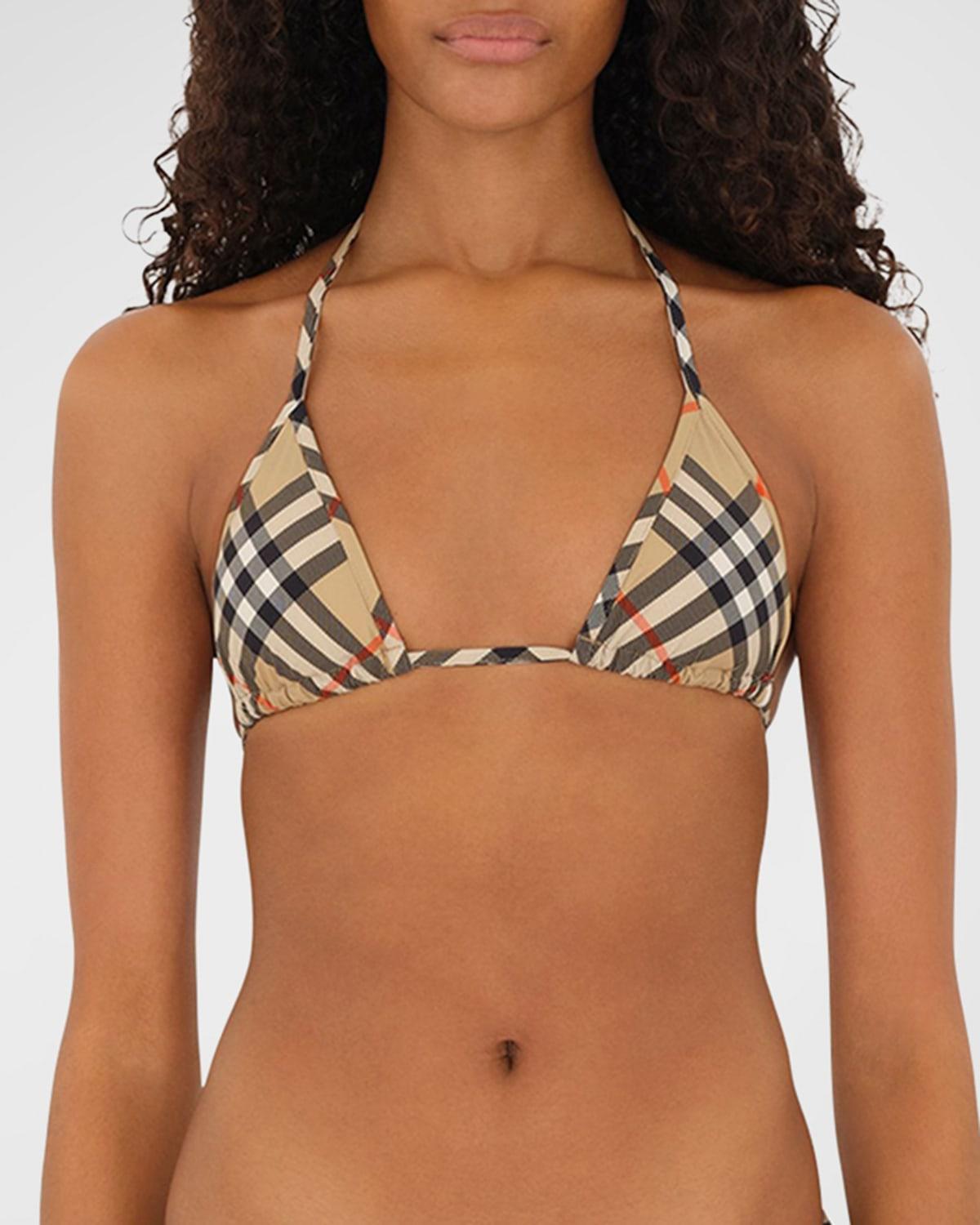 Burberry Signature Check Triangle Bikini Top in Black | Lyst
