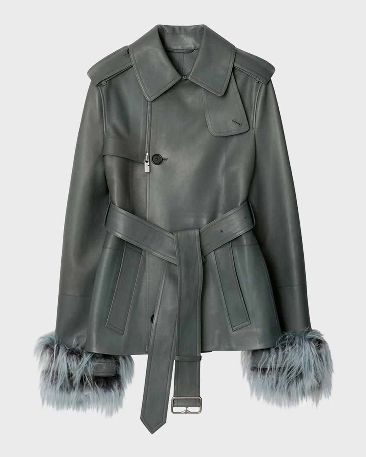 Burberry Mongolian Lamb Shearling And Leather Short Trench Coat in ...