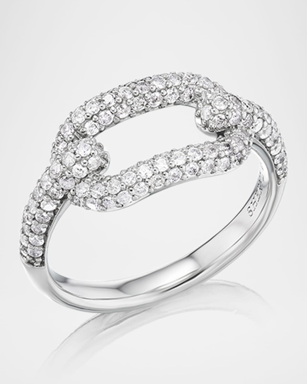 Sheryl Lowe Pave Diamond Curved Paperclip Statement Ring in White | Lyst