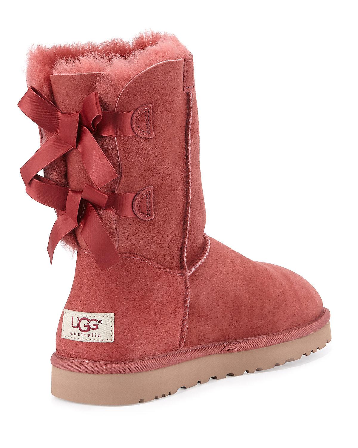 UGG Fur Bailey Bow-back Boot in Red - Lyst