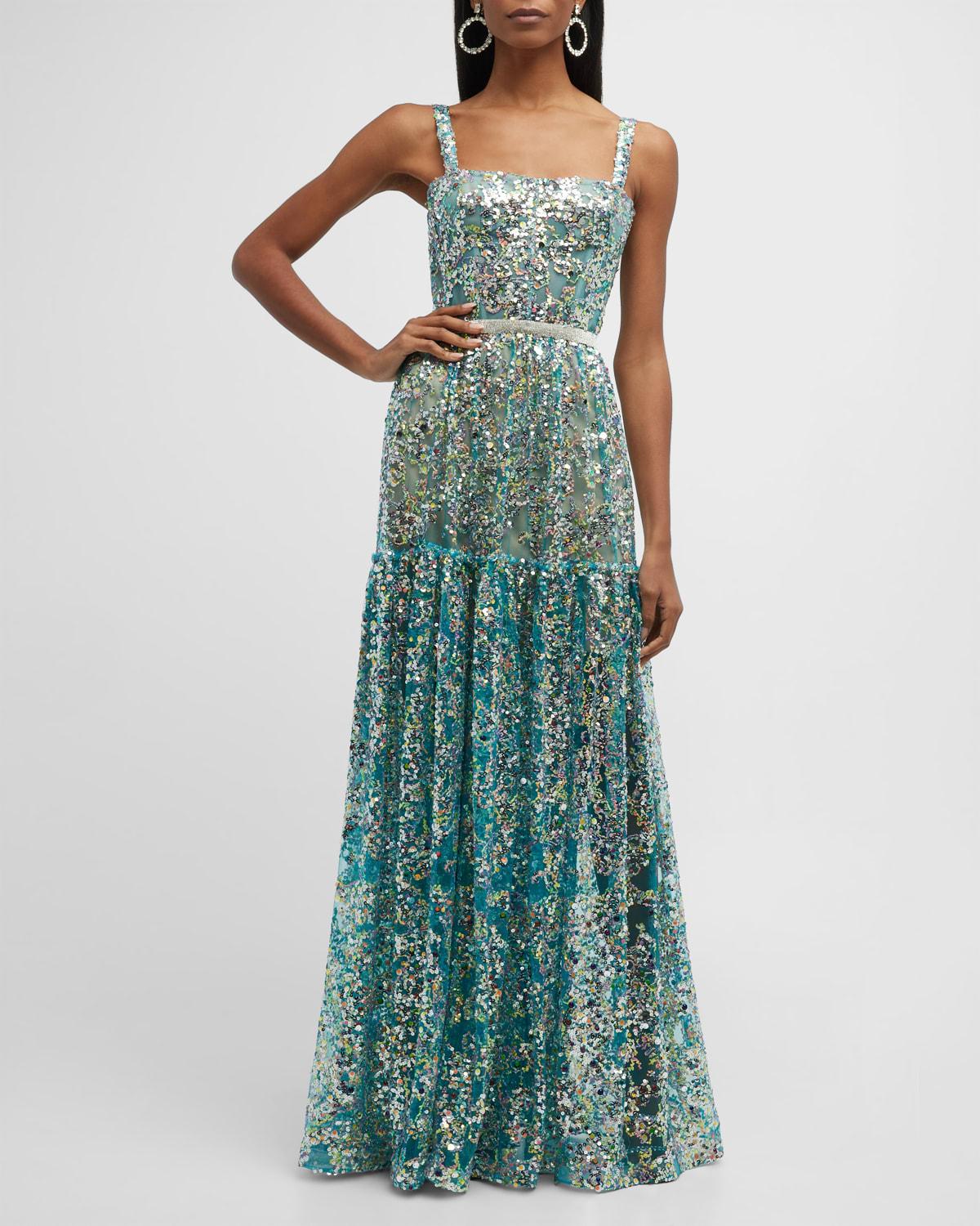 Bronx and Banco Midnite Sleeveless Sequin Gown in Green | Lyst Bronx and Banco Midnite Sleeveless Sequin Gown in Green | Lyst