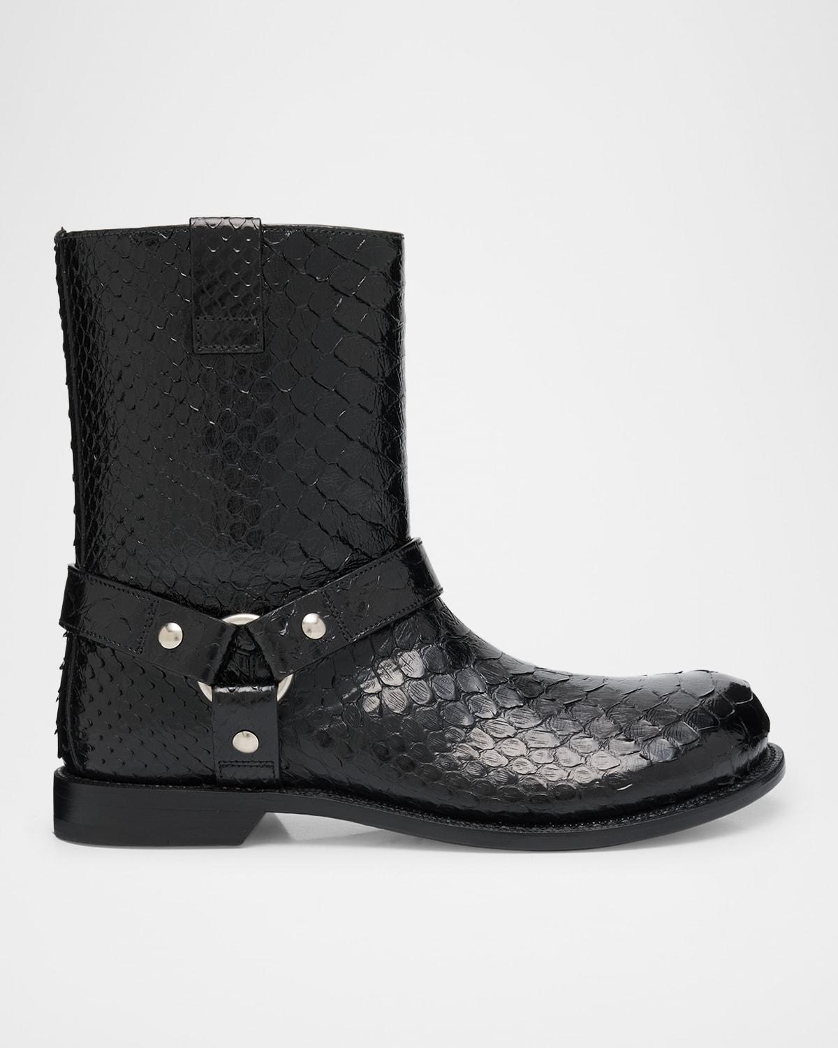 Loewe Campo Python Harness Biker Booties in Black | Lyst
