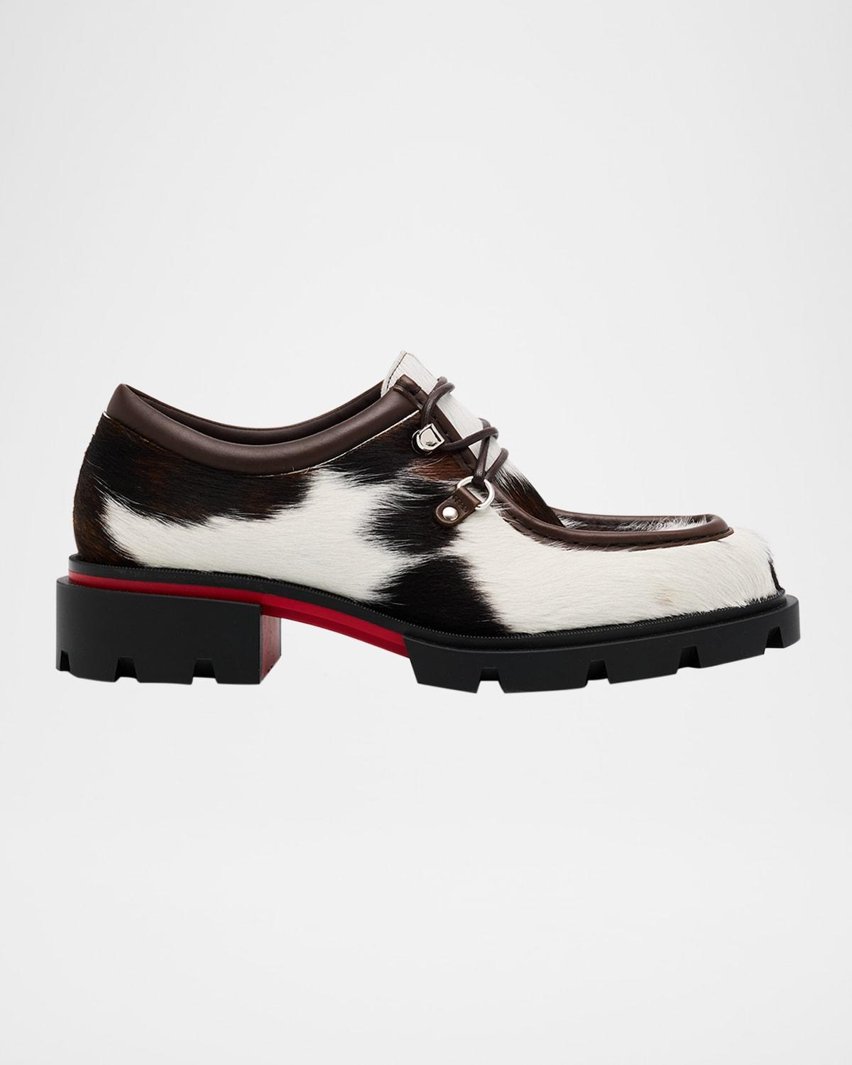 Christian Louboutin Calf Hair Lace-Up Derby Shoes in Black for Men | Lyst