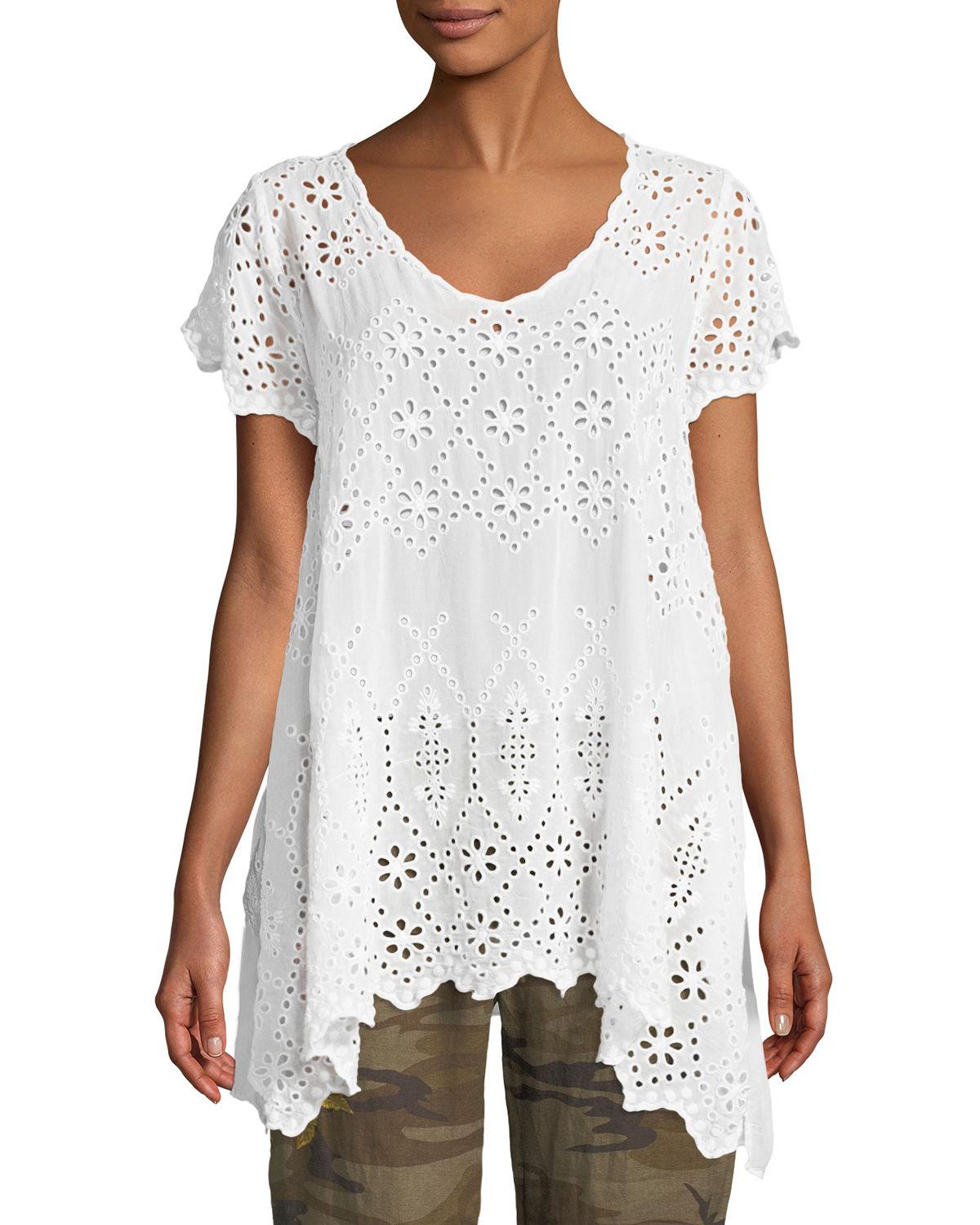 White Eyelet Tunic Shirt