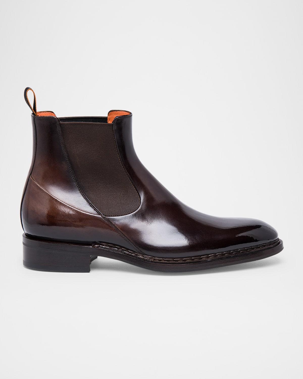 Santoni Racy Leather Chelsea Boots in Brown for Men | Lyst