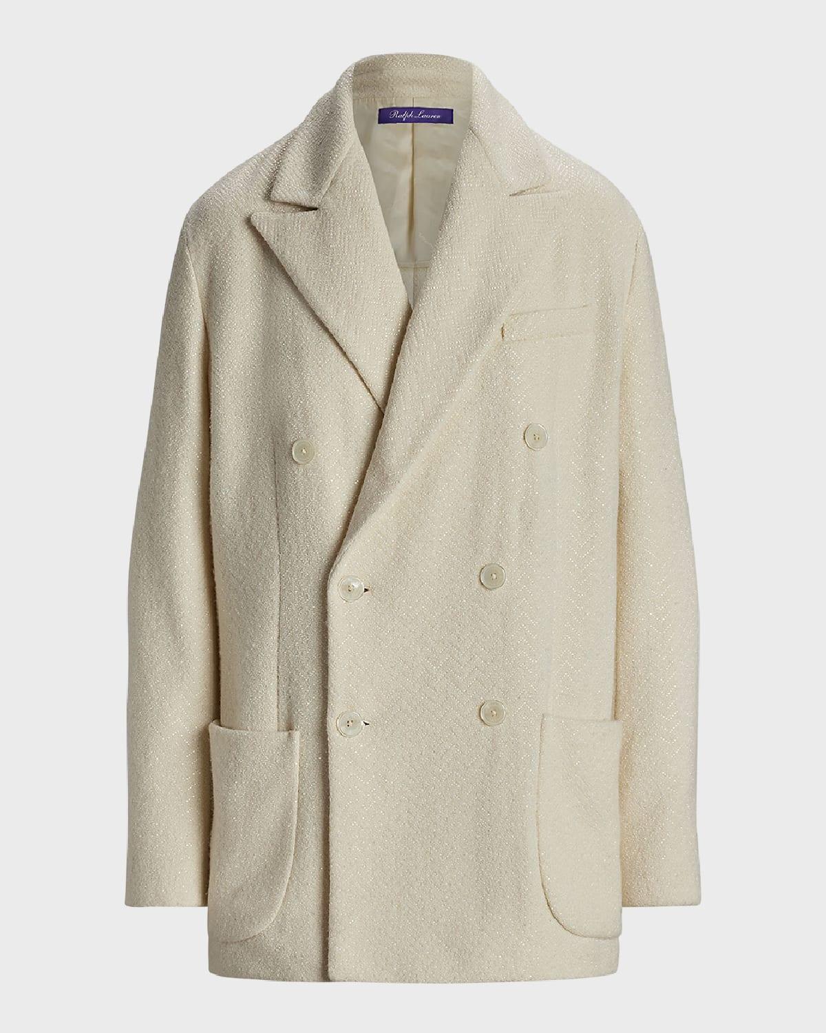 Ralph Lauren Shirlee Embellished Herringbone Jacket in Natural | Lyst