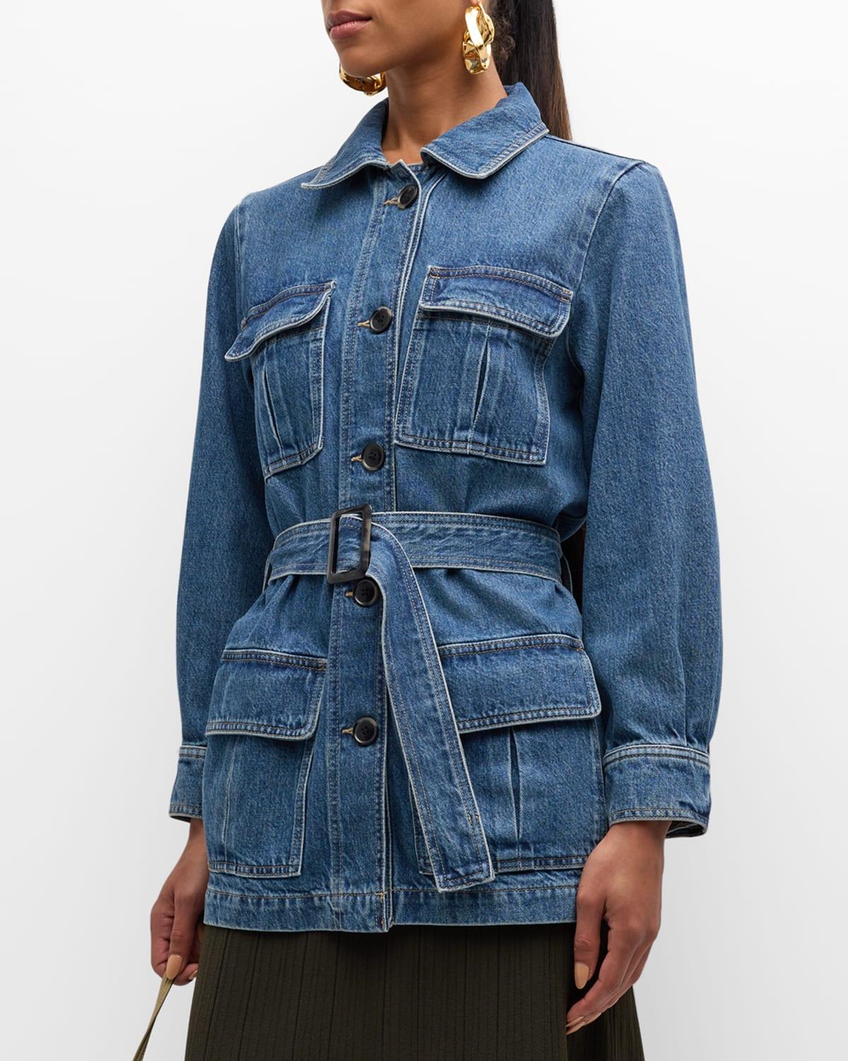 FRAME Denim Safari Jacket in Blue | Lyst