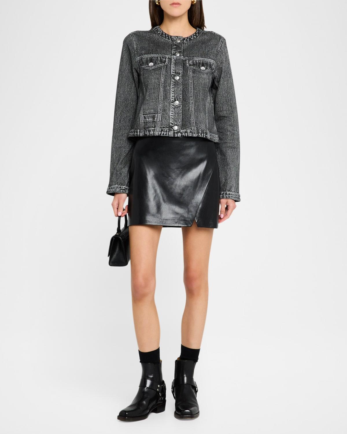 Rag & Bone Cora Collarless Denim Jacket in Black | Lyst