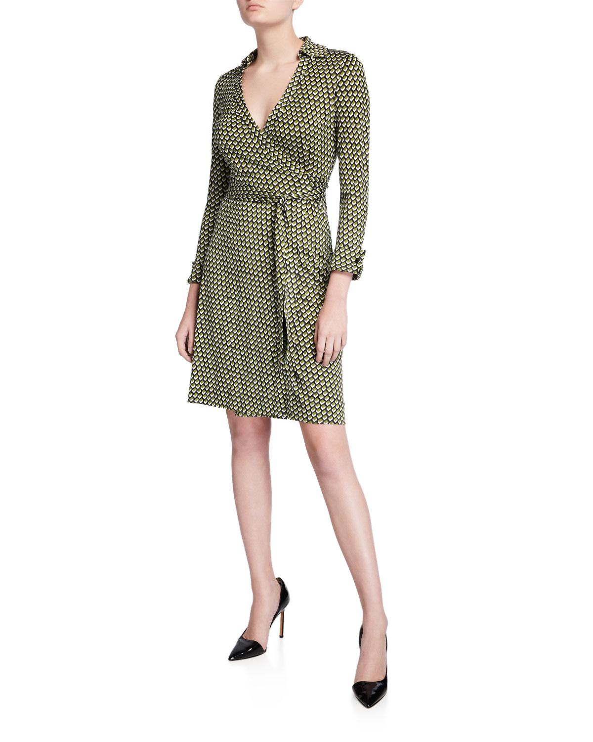 Diane von Furstenberg Silk New Jeanne Two Geo-print Wrap Dress in Green ...
