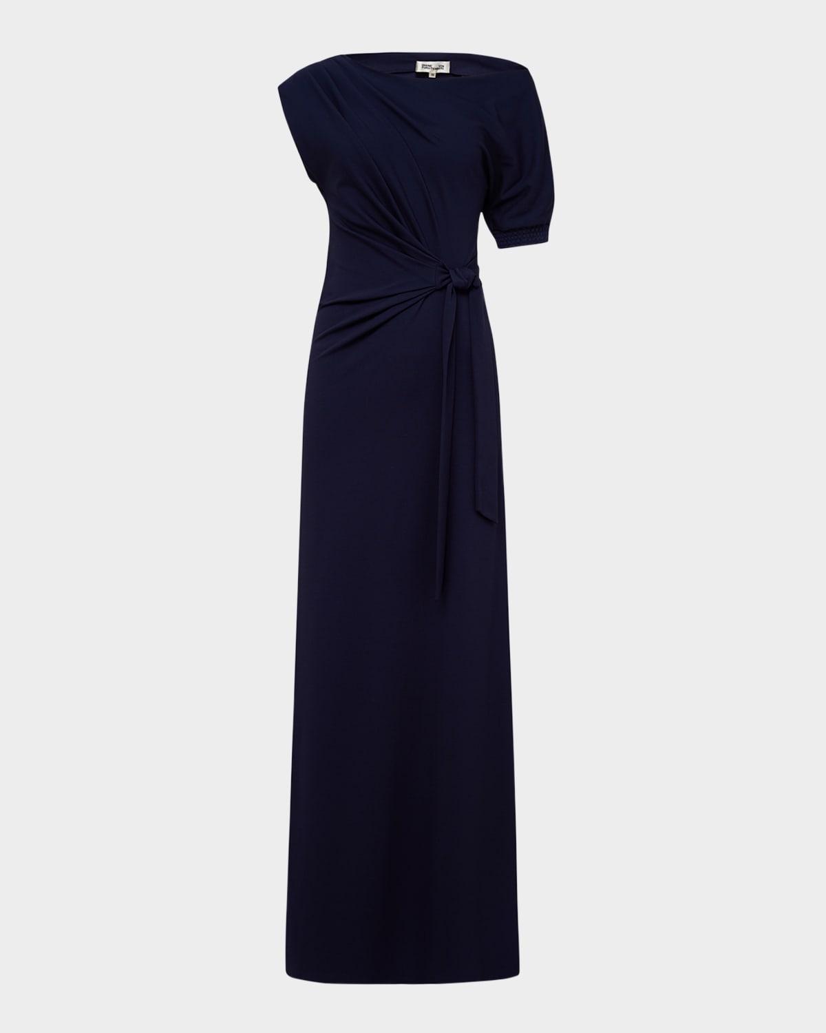 Diane von Furstenberg Avi One-Shoulder Column Gown in Blue | Lyst