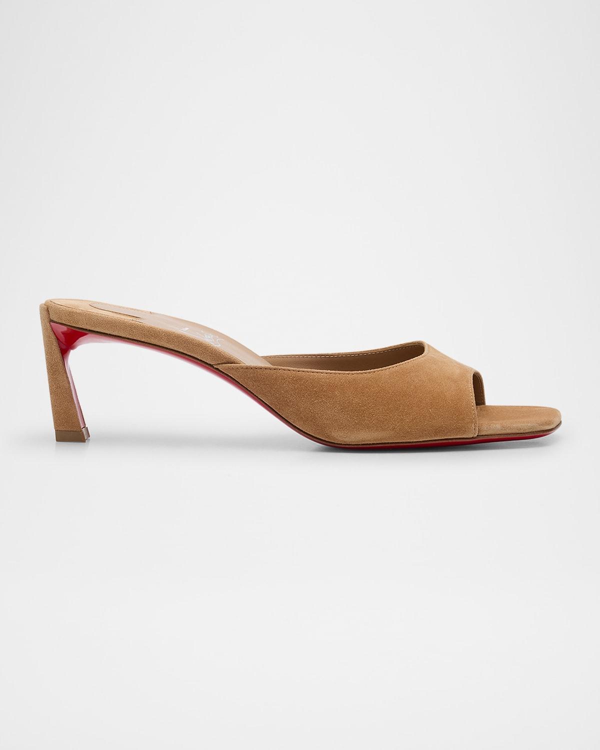 Christian Louboutin Condora Sole Veau Velour Leather Mules in White | Lyst