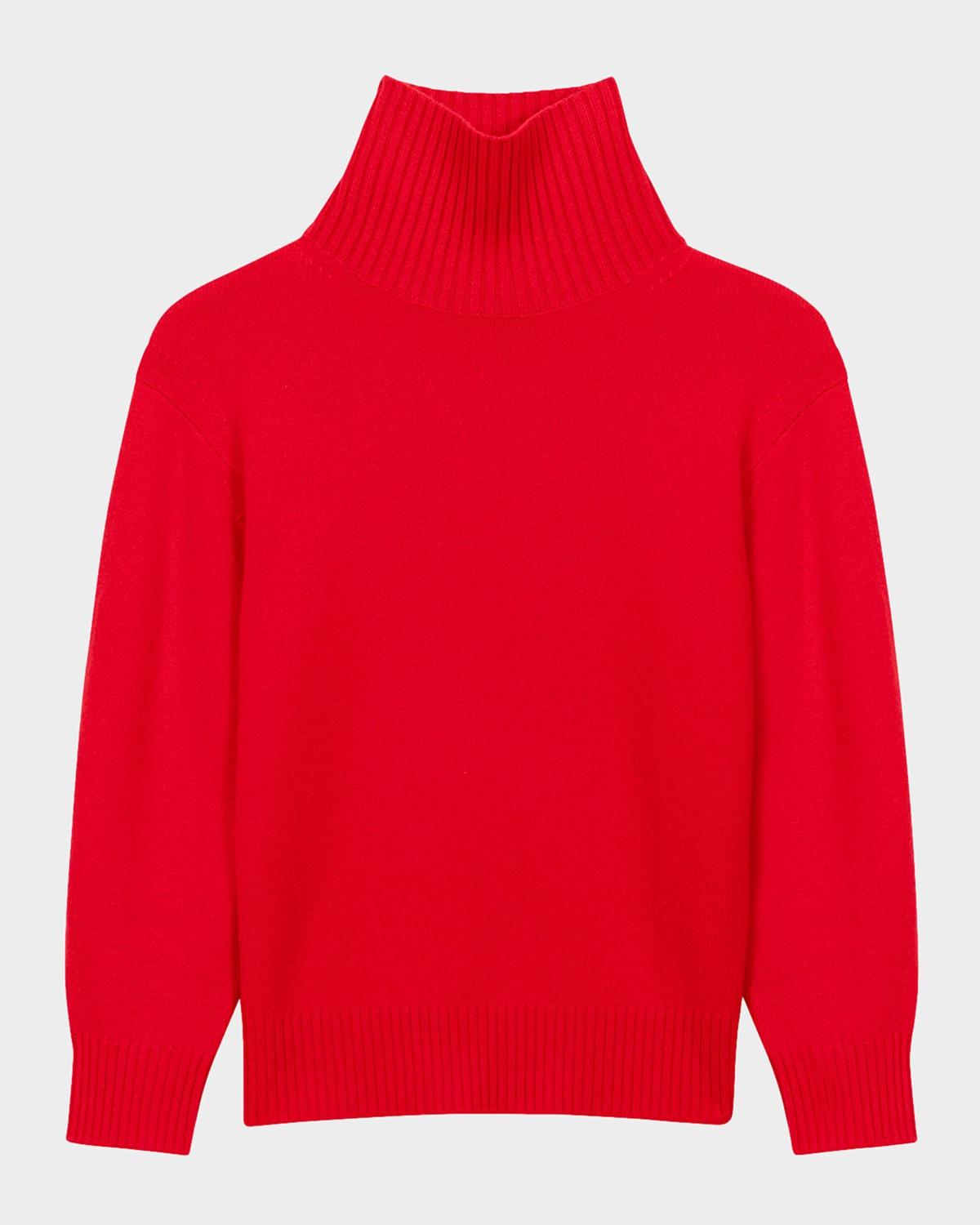 Maje Megevina Cashmere-Blend Turtleneck Sweater in Red | Lyst