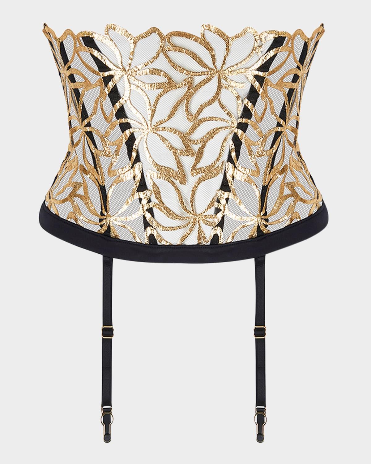 Lise Charmel Eclats D'Or Embroidered Waspie Garter Belt in Natural | Lyst
