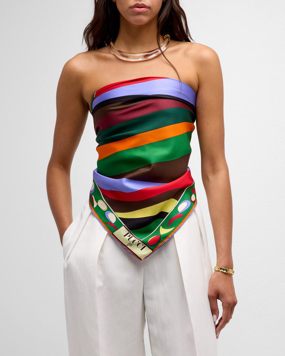Emilio Pucci Striped Silk Twill Scarf in Blue Lyst