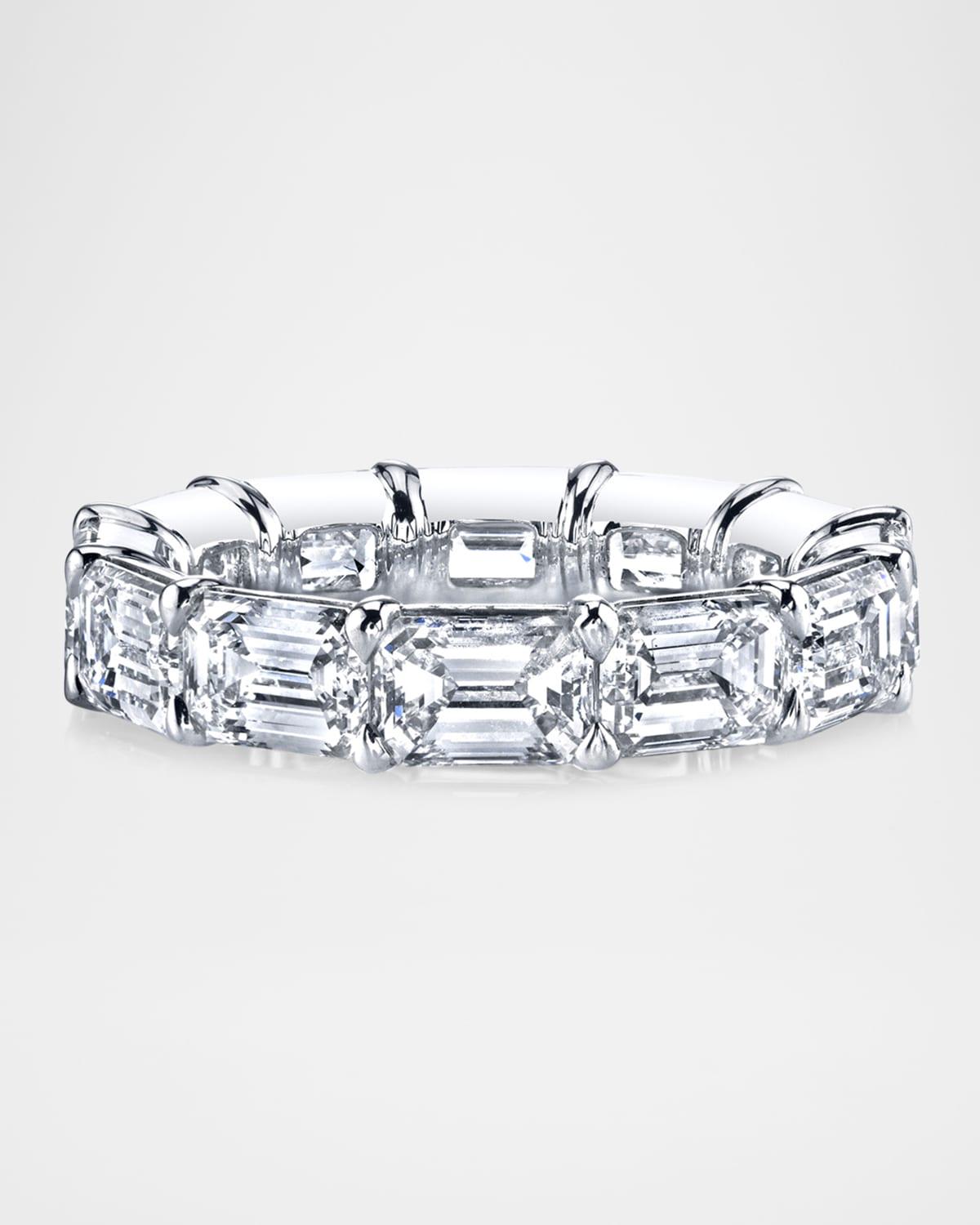 Neiman Marcus 18K Emerald-Cut Diamond Eternity Buttercup Band Ring, 4 ...
