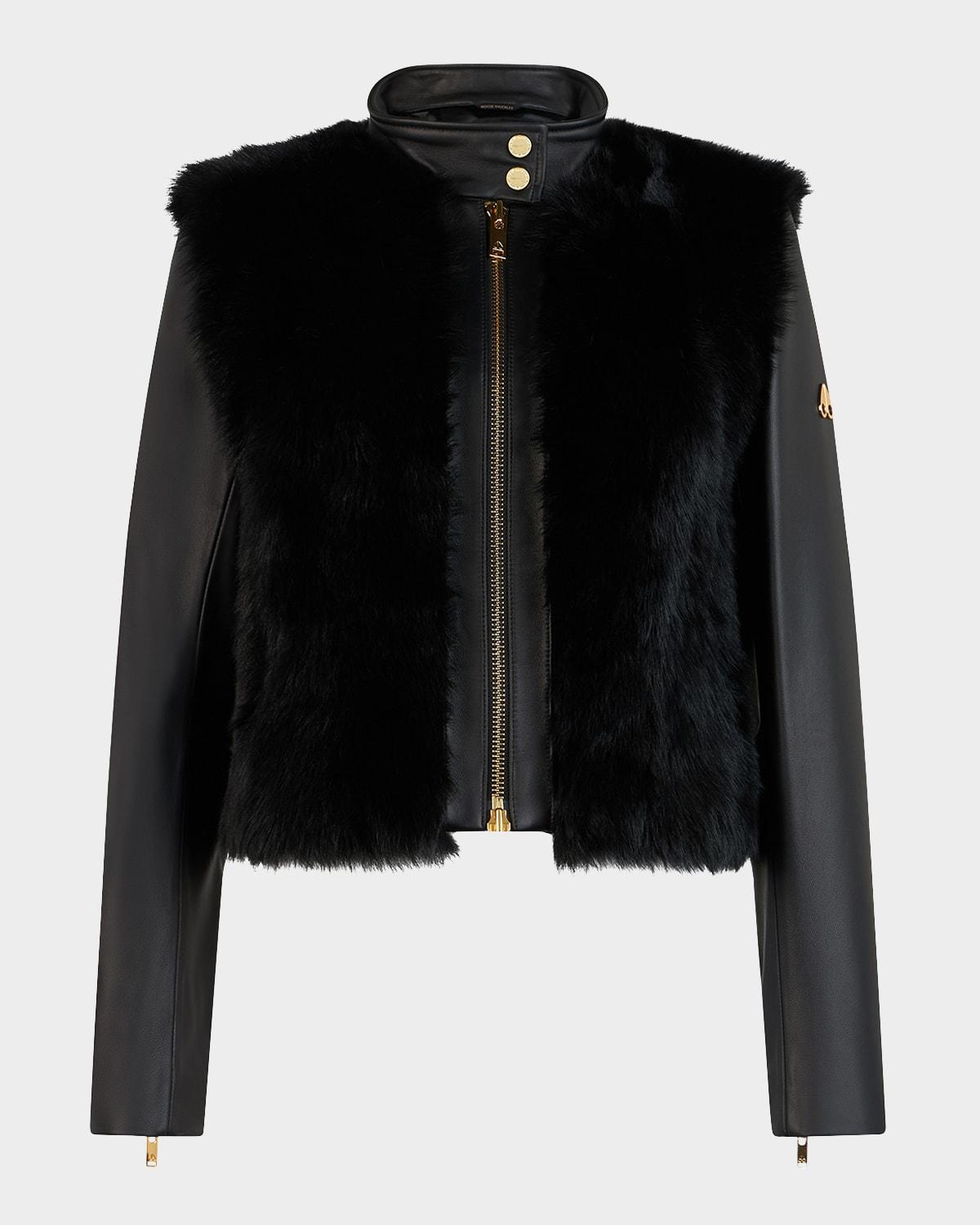 Moose Knuckles Luna Leather And Shearling Jacket With Hardware in Black ...