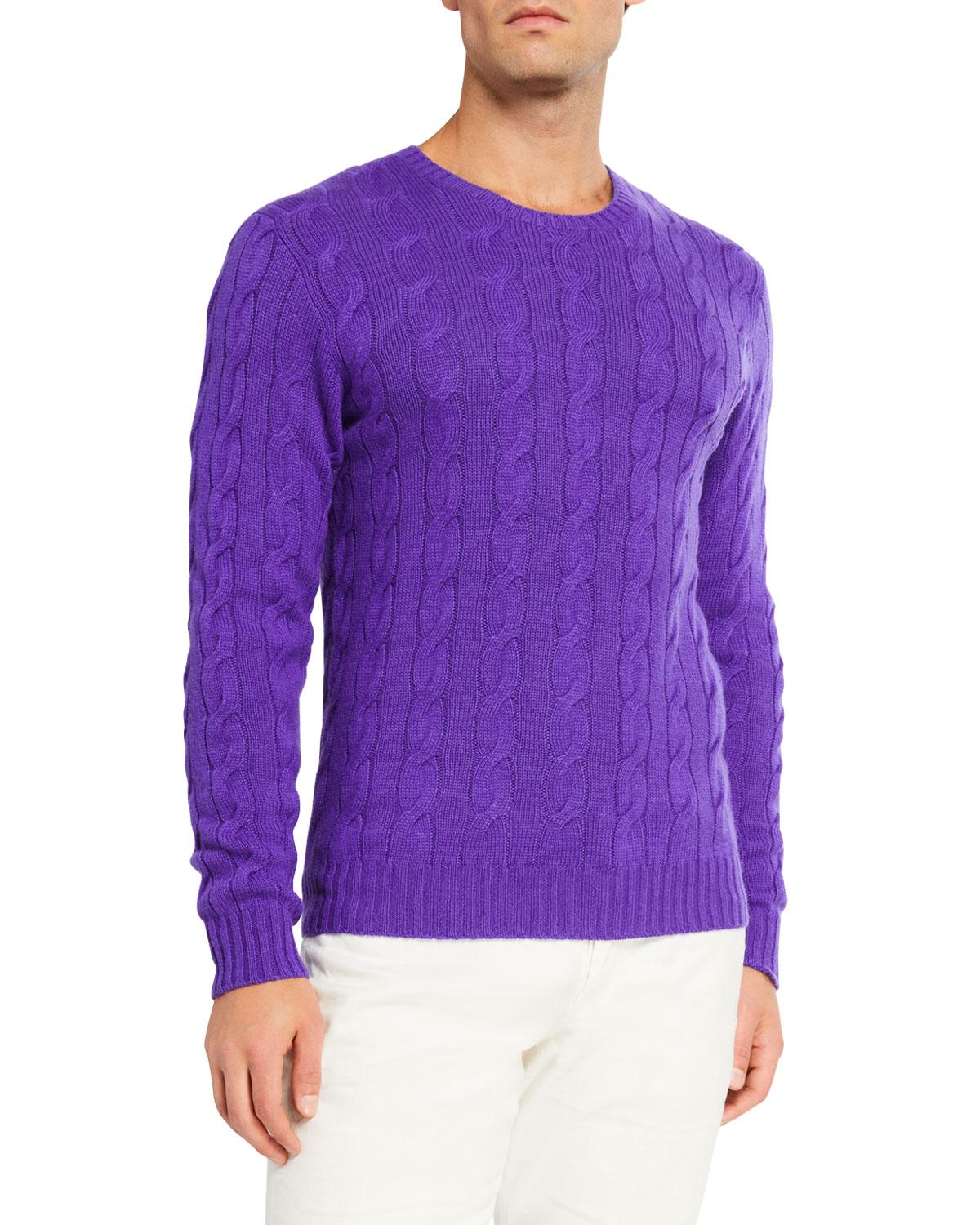 Ralph Lauren Purple Label Mens Cashmere Cable Knit Crewneck Sweater