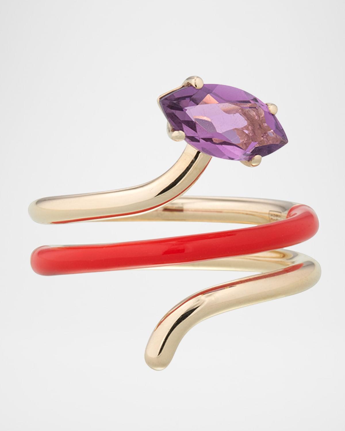 Bea Bongiasca 9K And Enamel Amethyst Long Vine Statement Ring in Red | Lyst