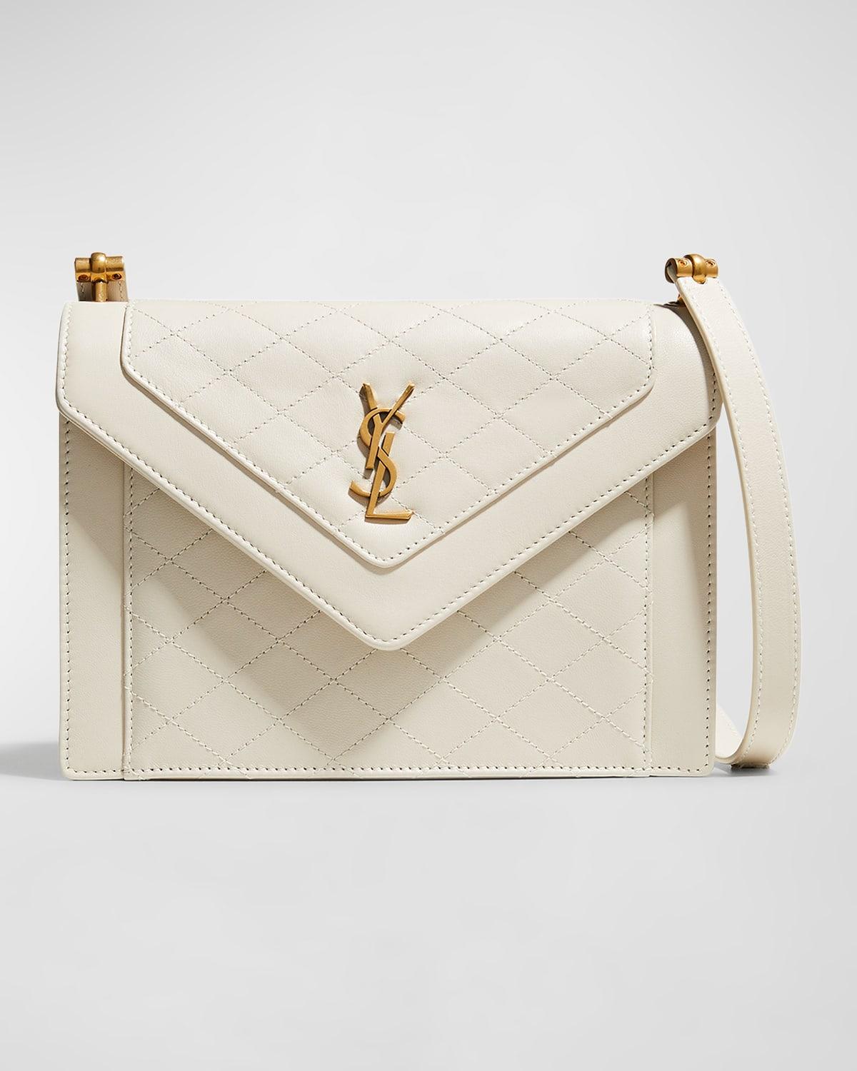 Saint Laurent Gaby Mini Ysl Quilted Leather Satchel Bag in Natural | Lyst