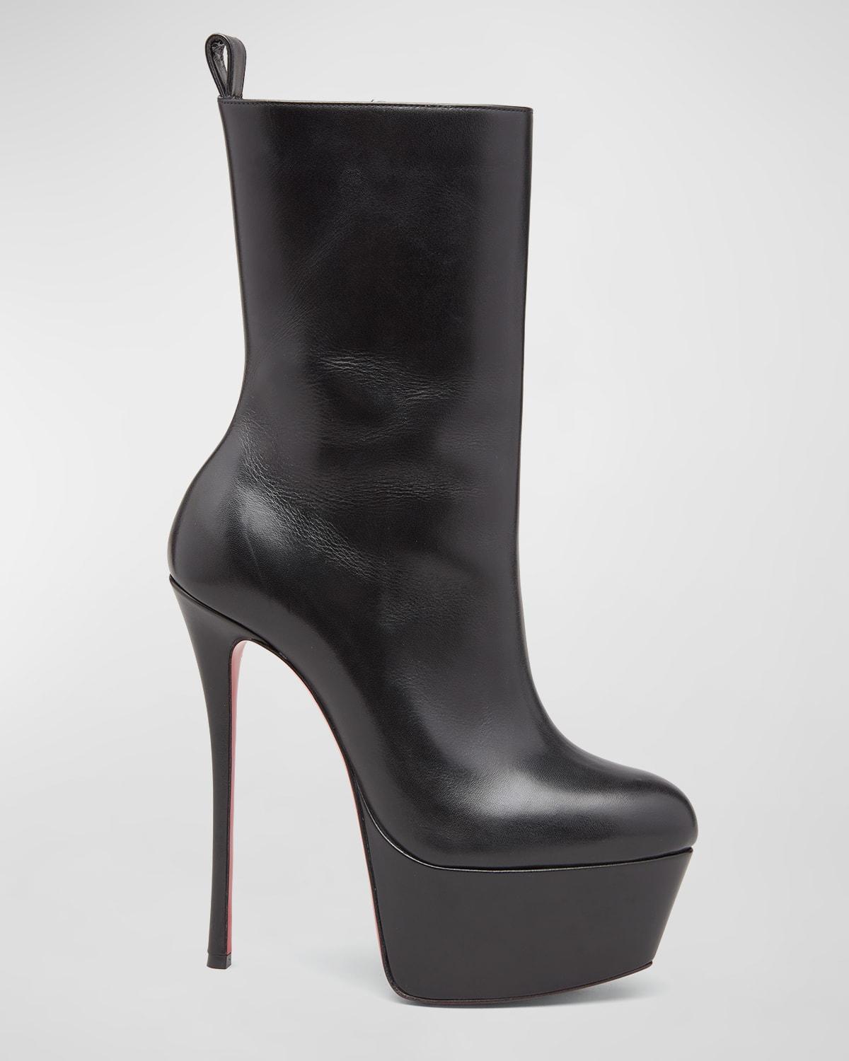 Christian Louboutin Dolly Leather Red Sole Platform Booties in Black | Lyst