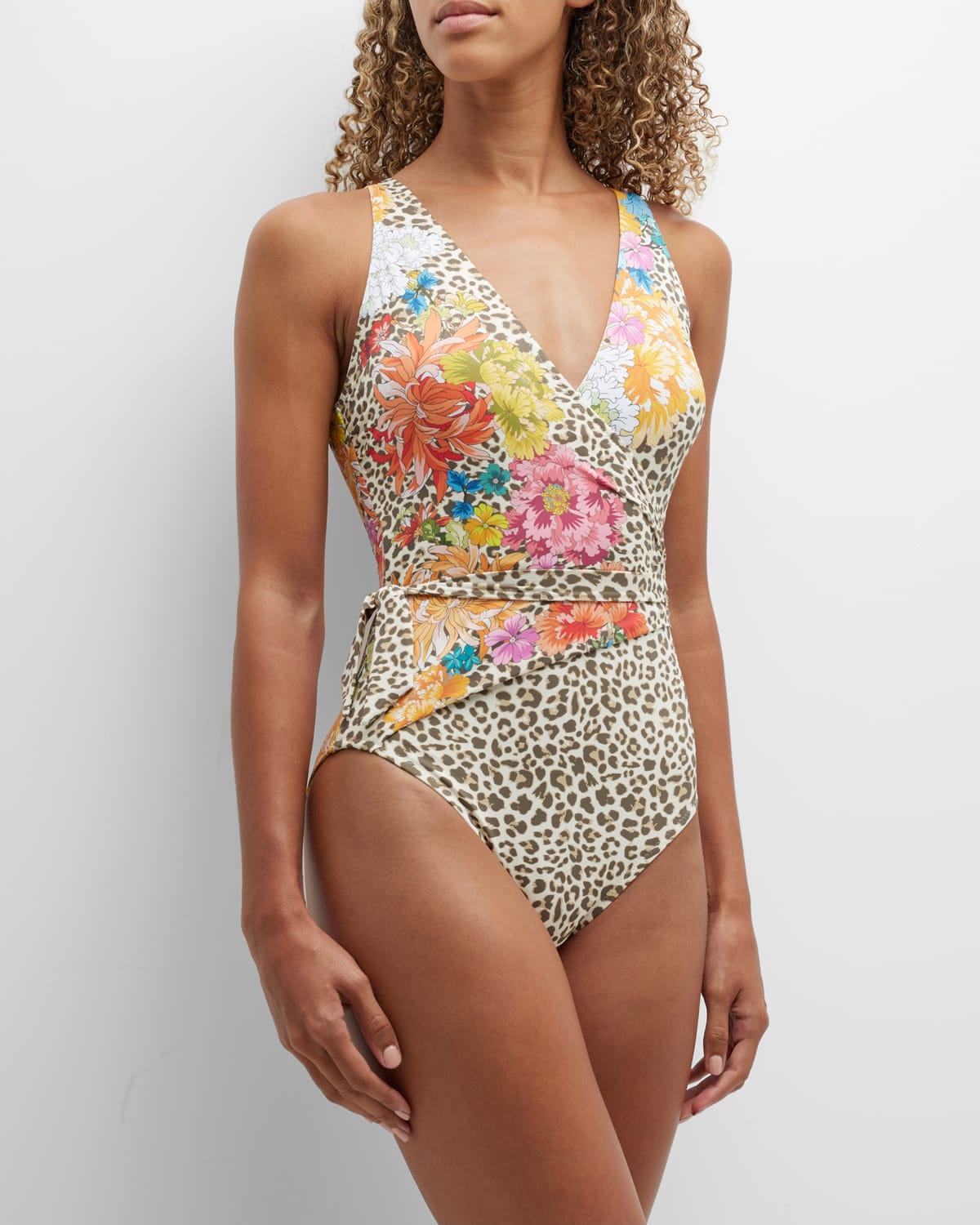Johnny Was Plus Size Leopard Wrap One Piece Swimsuit Lyst