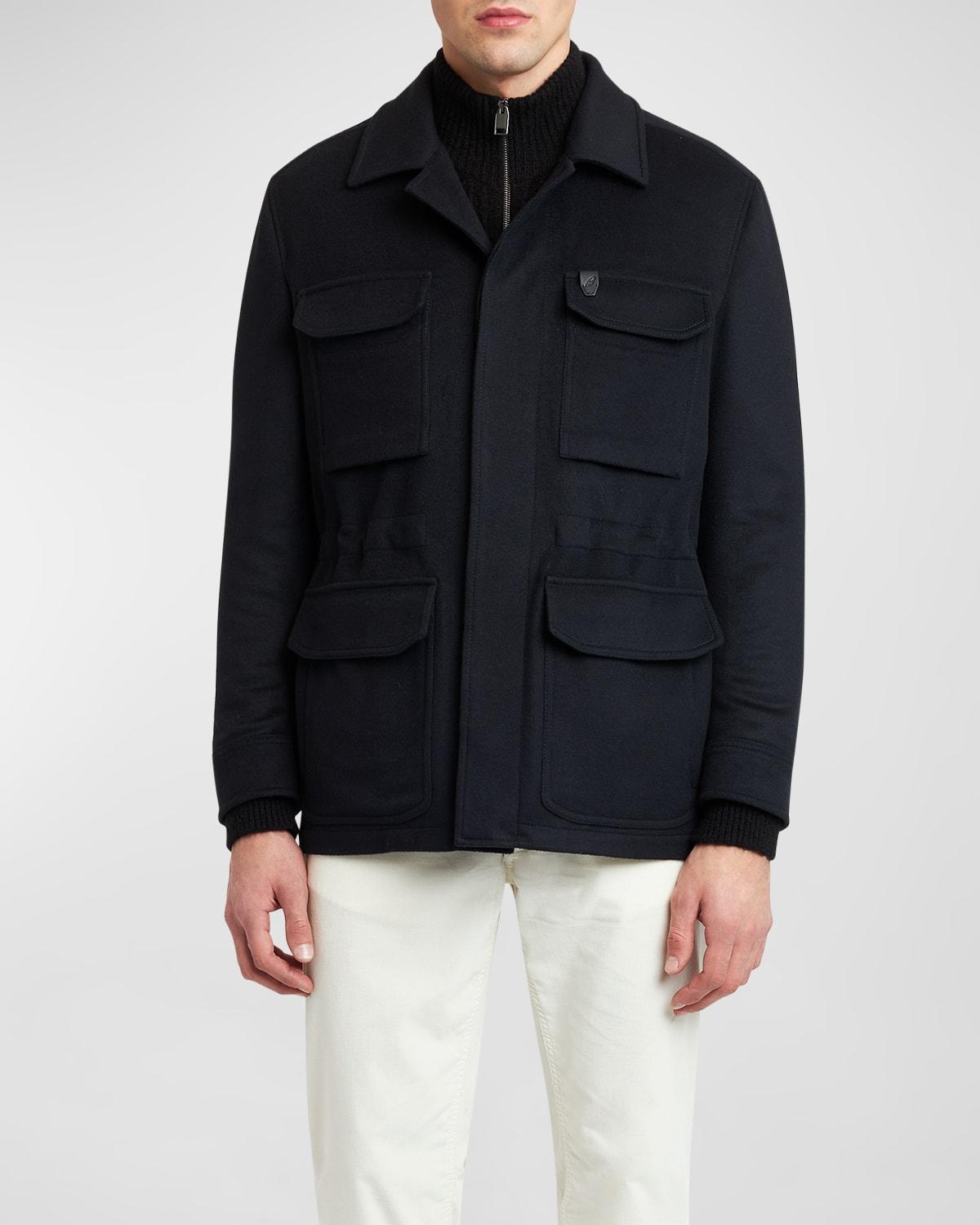 Brioni Sahariana Wool-Cashmere Utility Jacket in Blue for Men | Lyst