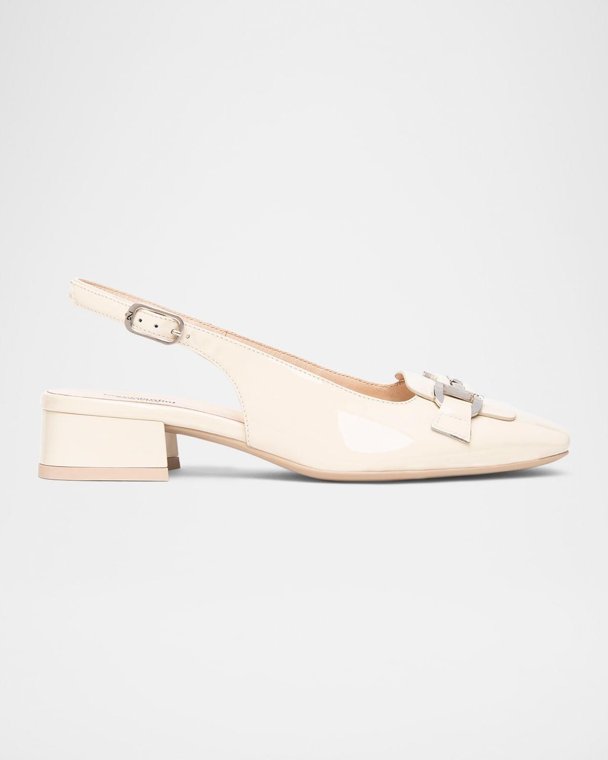 Nero Giardini Patent Leather Horsebit Slingback Pumps in Natural | Lyst