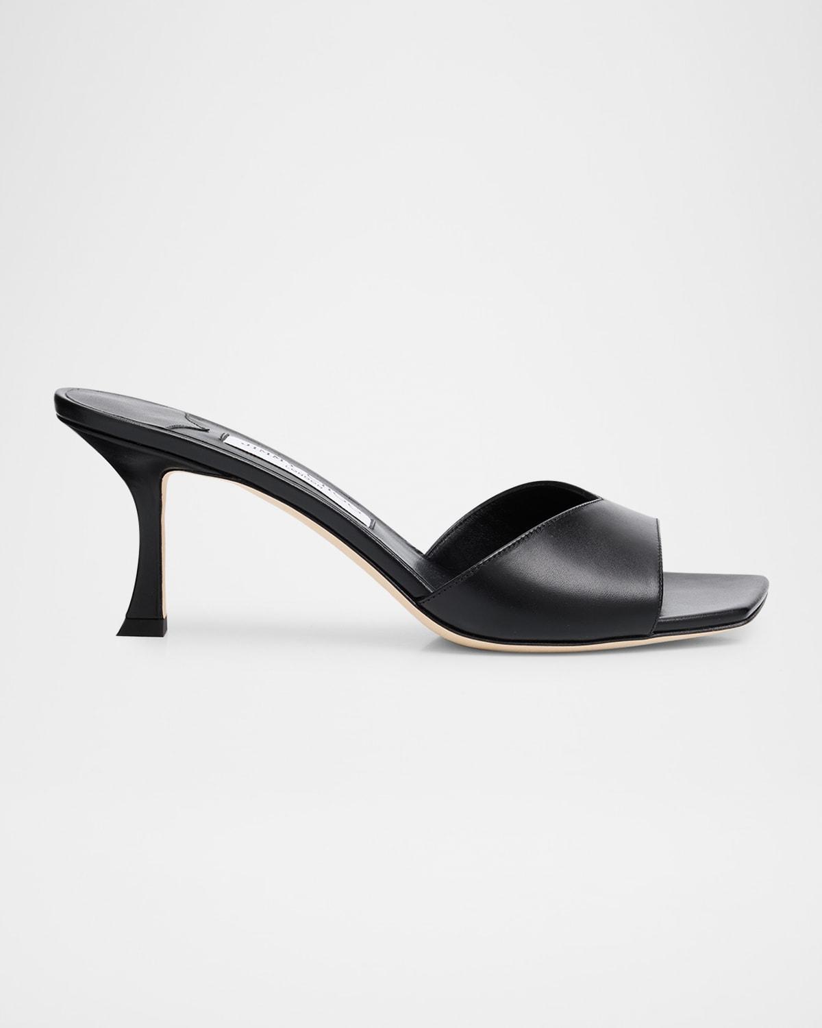 Jimmy Choo Skye Leather Slide Sandals in Black | Lyst