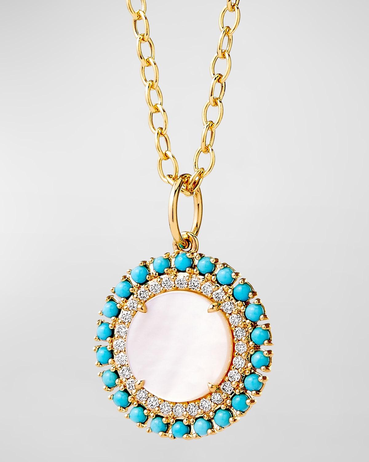 Syna Mother-Of-Pearl & Diamond Pendant Necklace in Metallic | Lyst