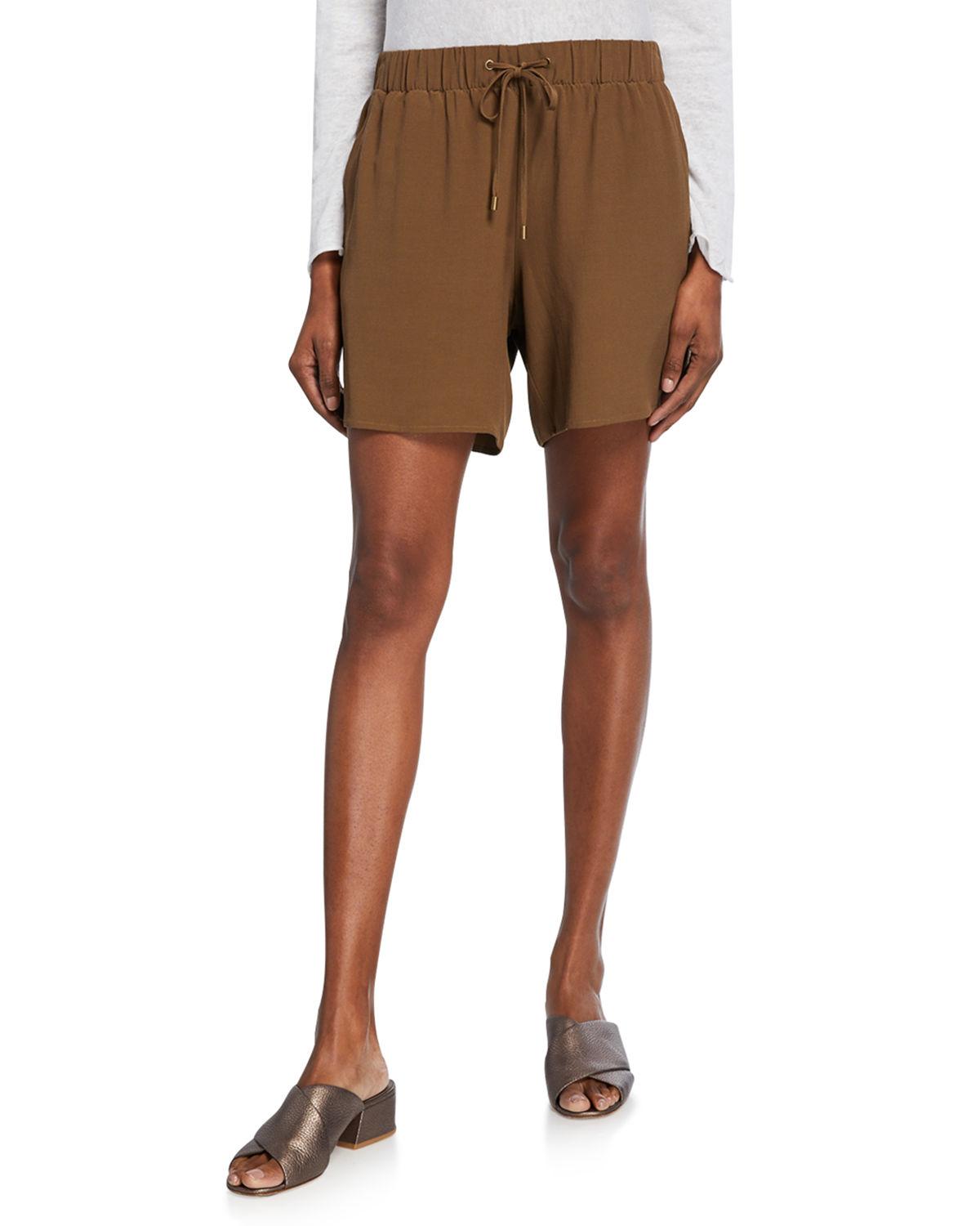 Eileen Fisher Synthetic Petite /viscose Crepe Walking Shorts in Brown ...