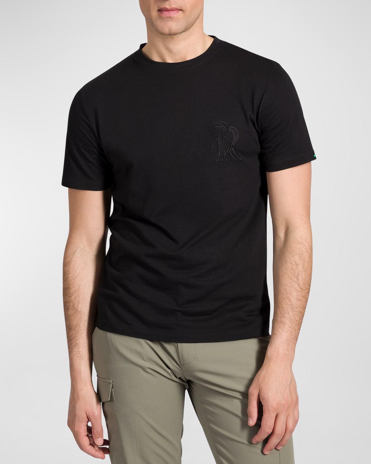 Stefano Ricci Embroidered Sr-logo T-shirt in Black for Men | Lyst