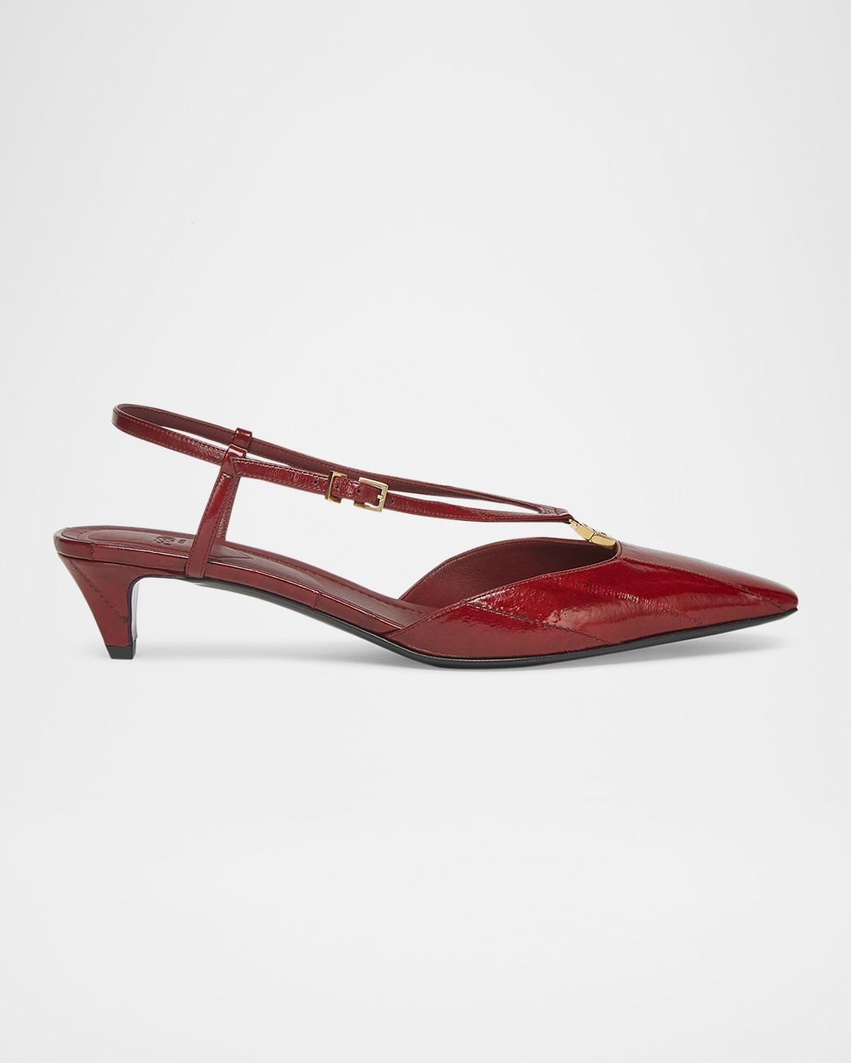 Fendi Ffold Slingback Eel Leather Pumps in Red | Lyst