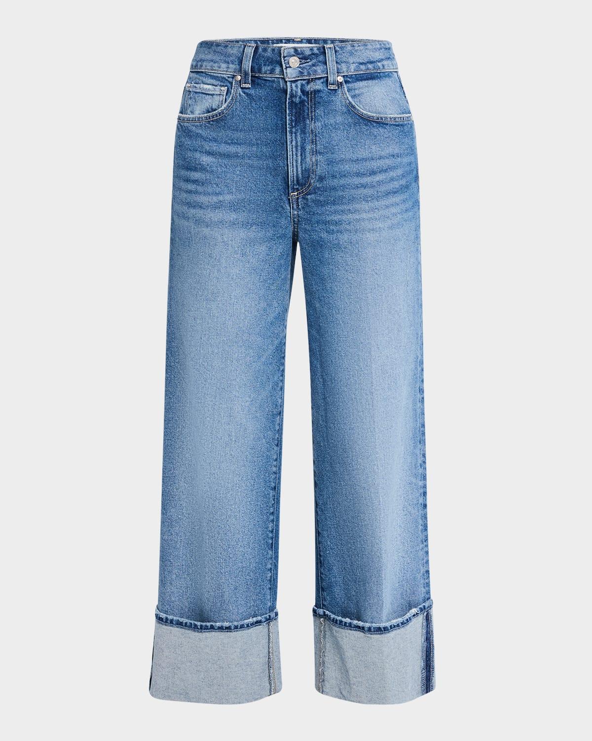 PAIGE Sasha Wide-Leg Ankle Jeans With Wide Cuff in Blue | Lyst