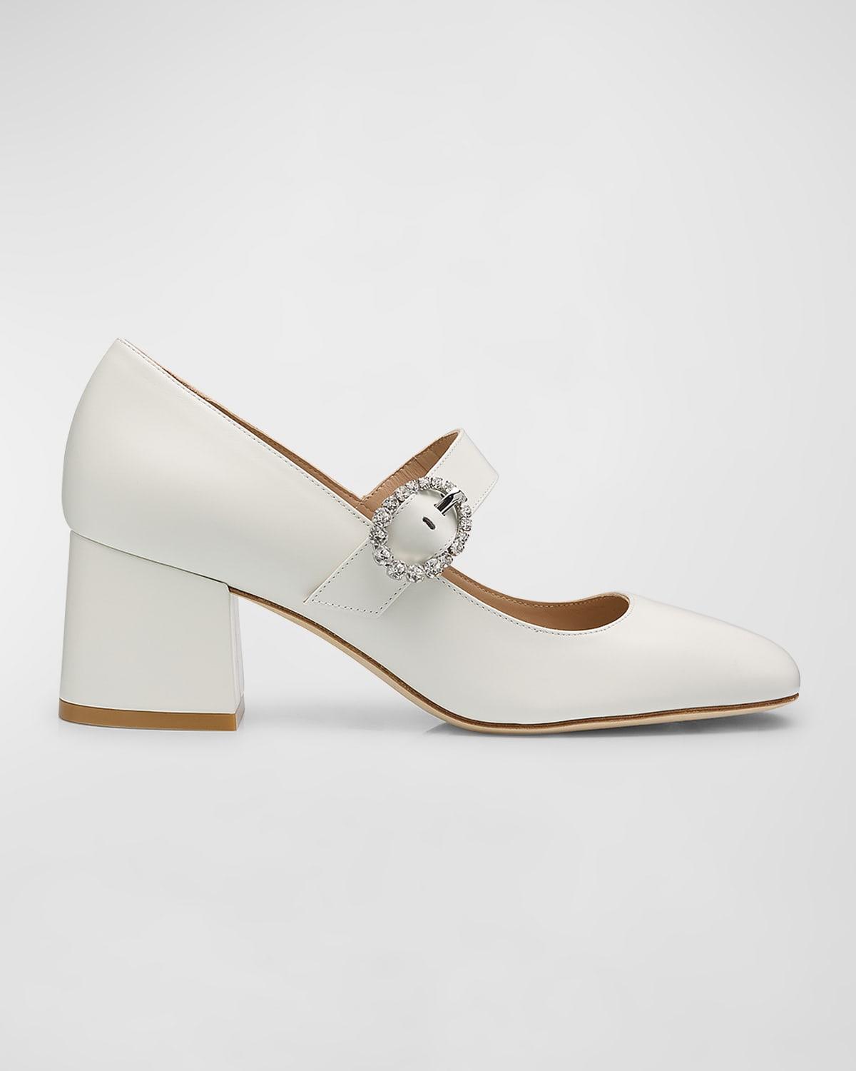 Stuart Weitzman Sloane Calfskin Mary Jane Pumps in White | Lyst