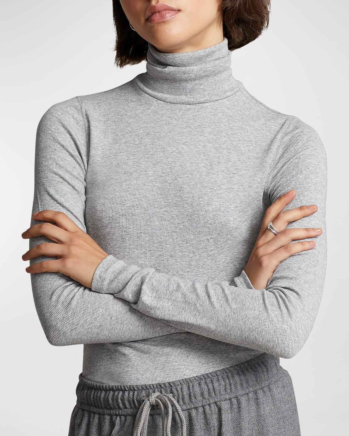 Polo Ralph Lauren Stretch Ribbed Turtleneck in Gray | Lyst Polo Ralph Lauren Stretch Ribbed Turtleneck in Gray | Lyst
