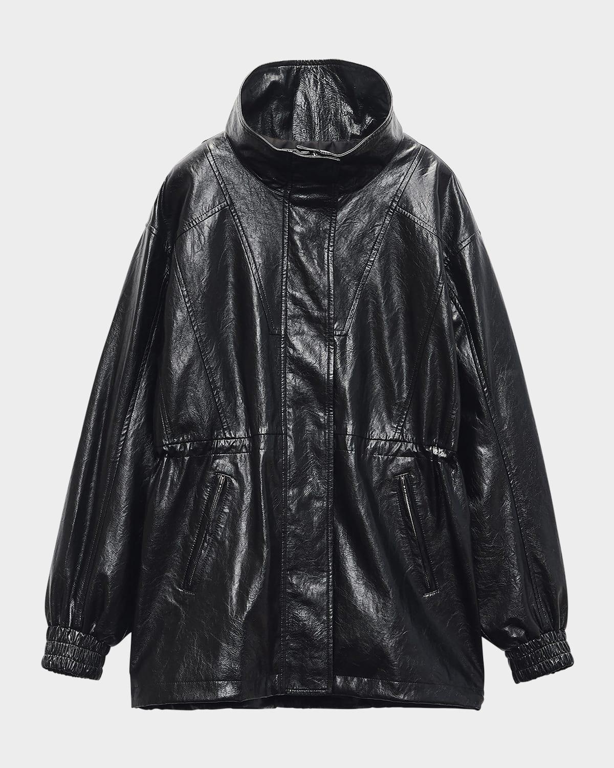 Rag & Bone Monica Belted Faux Leather Jacket in Black | Lyst