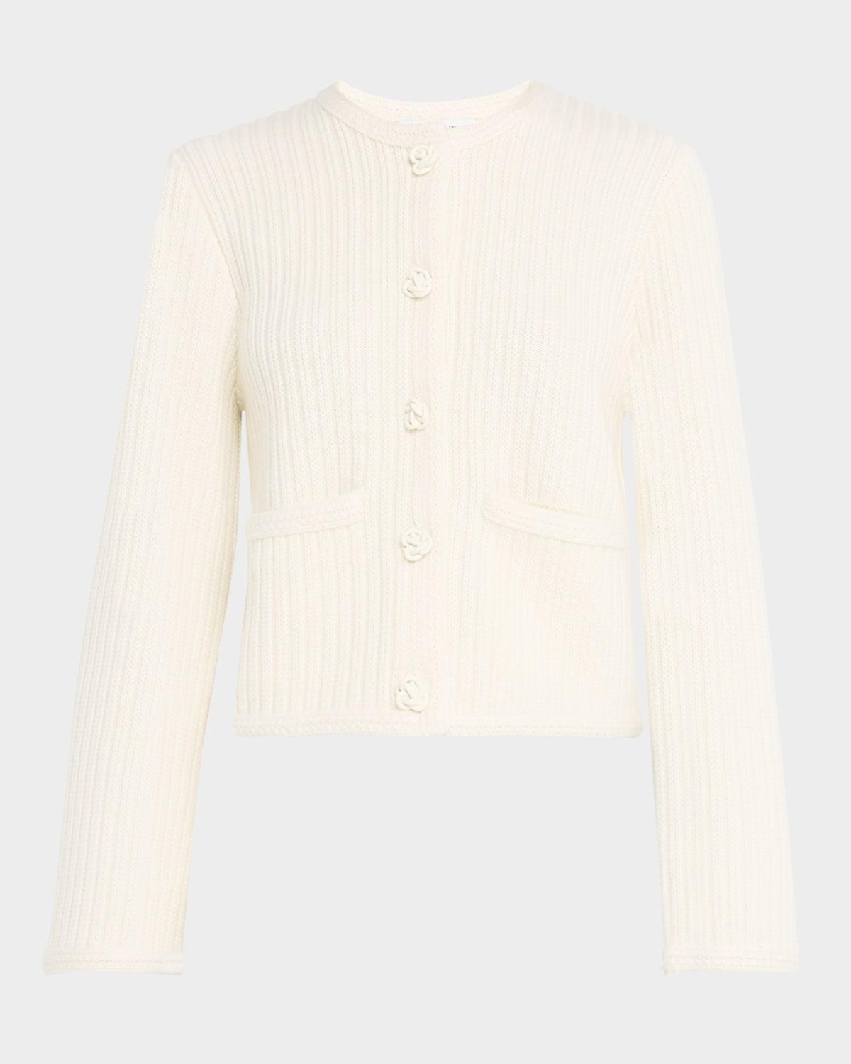 La Ligne Wool-Cashmere Cardigan Jacket in Natural | Lyst