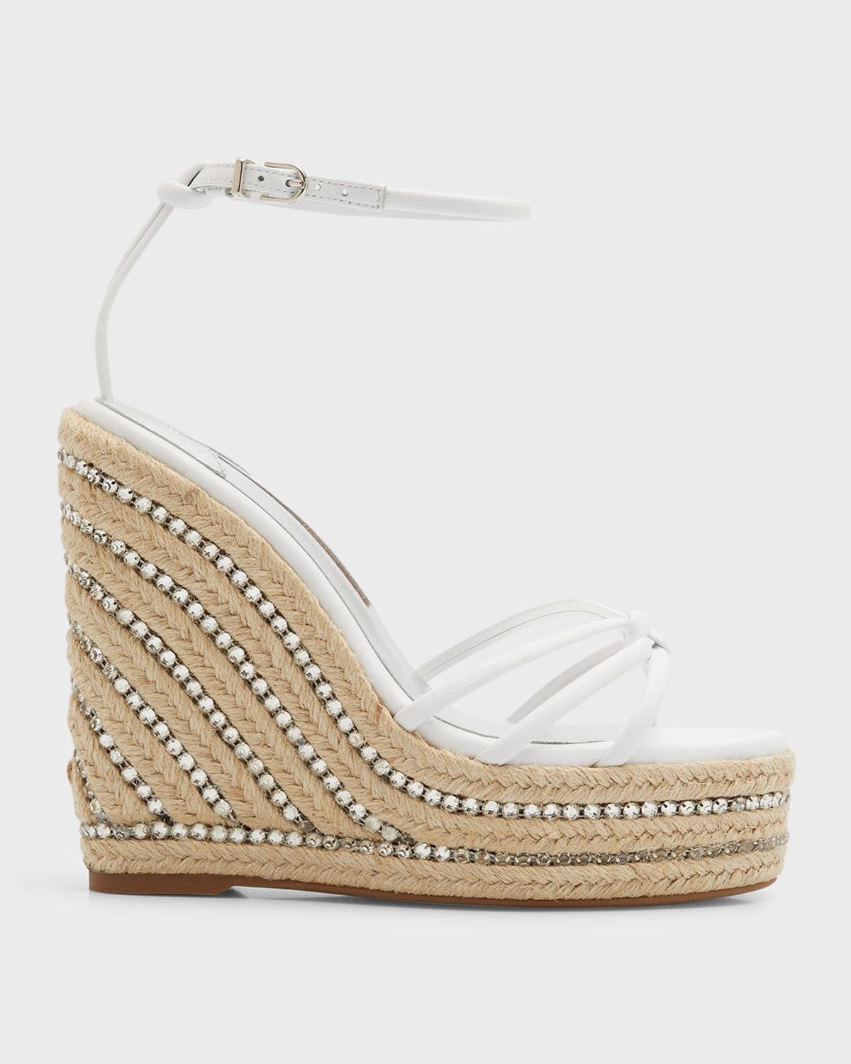 Sophia Webster Alina Crystal Wedge Espadrilles in Natural | Lyst