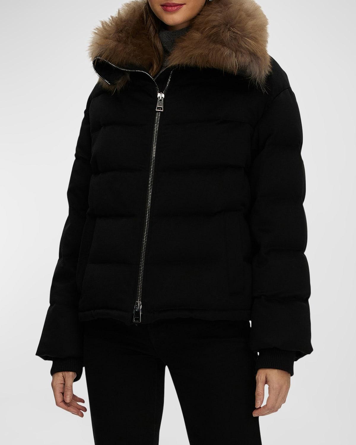 Gorski Cashmere Down Jacket With Select Cashmere Goat Collar in Black ...