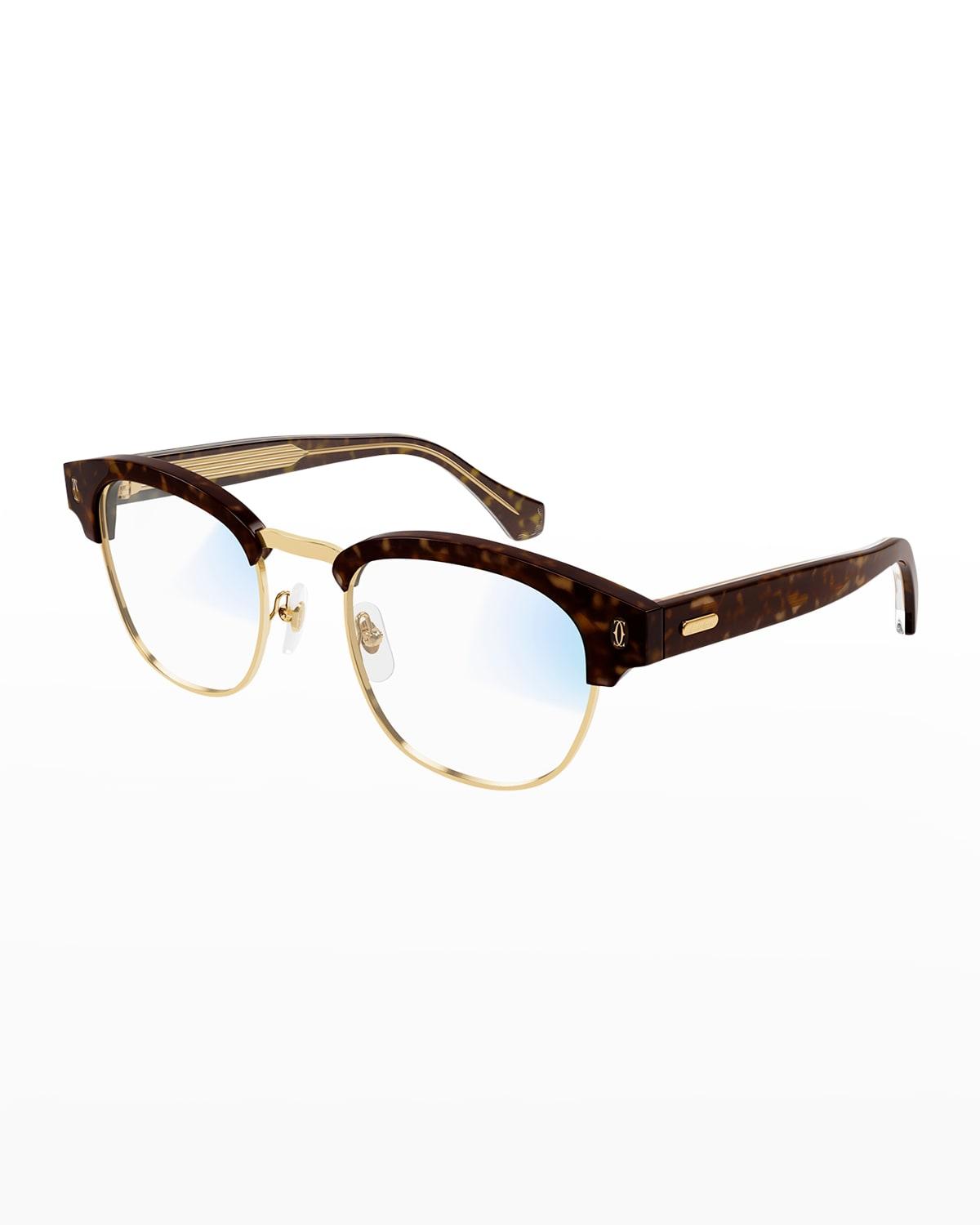 Cartier Logo Plaqué Rectangle Optical Frames In Brown For Men Lyst