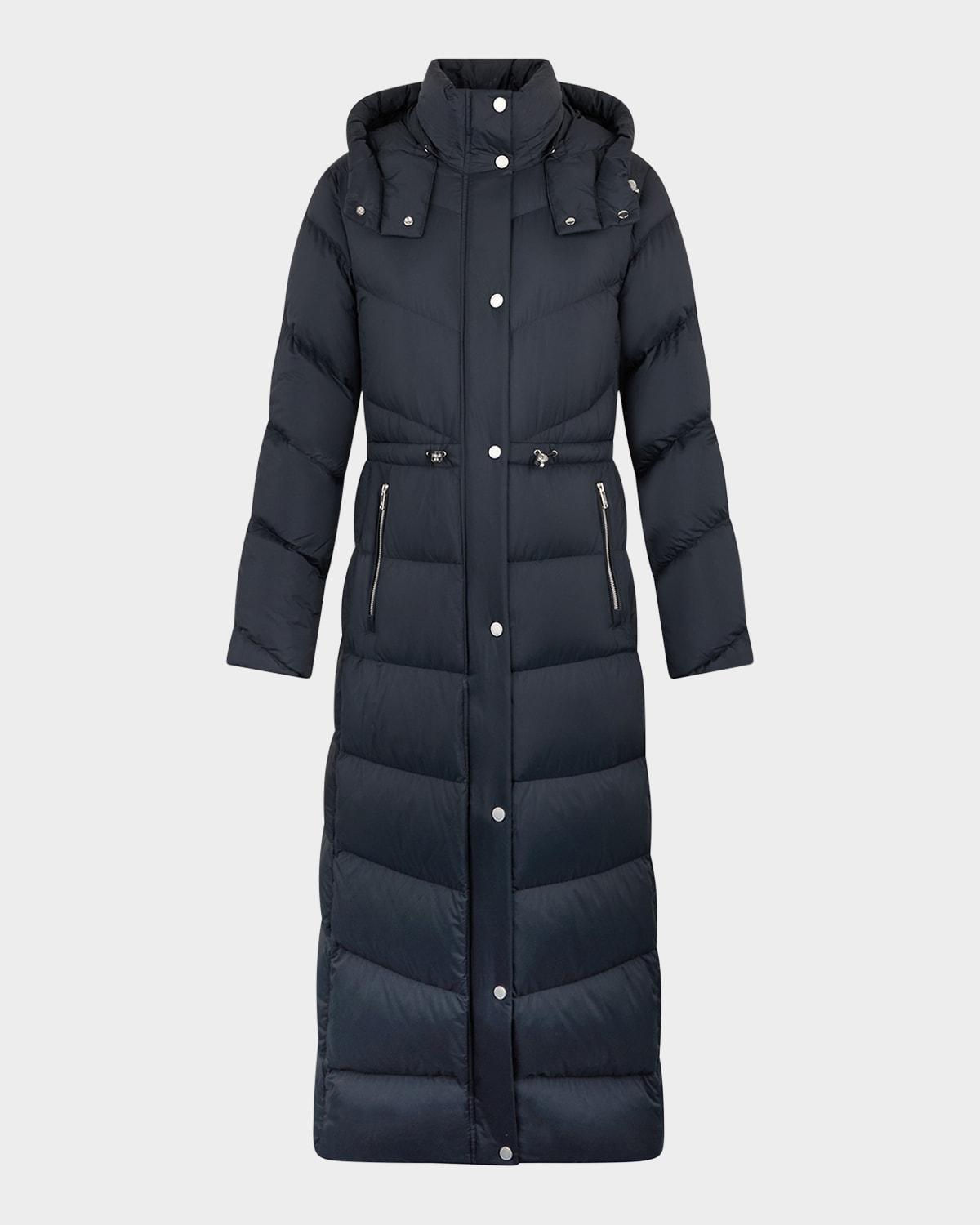 Moose Knuckles Belle Long Down Puffer Coat With Removable Hood in Blue ...
