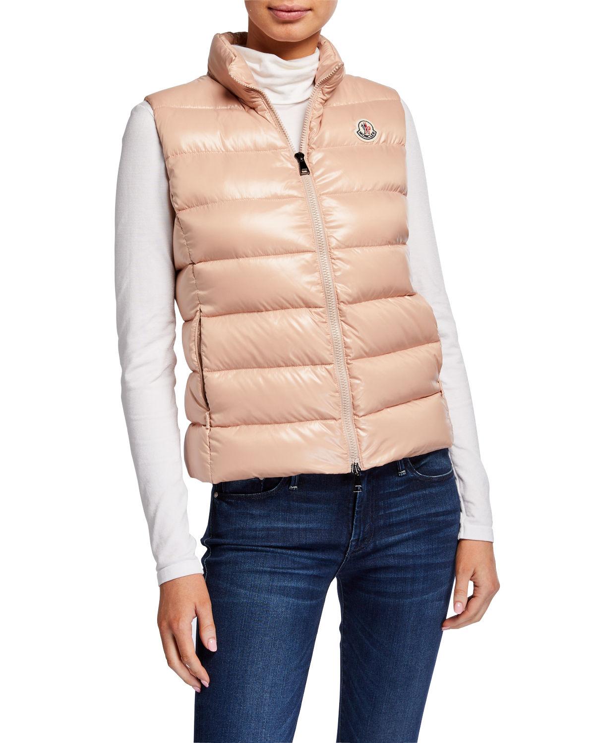 Moncler Ghany Shiny Quilted Puffer Vest in Light Pink (Pink) - Lyst